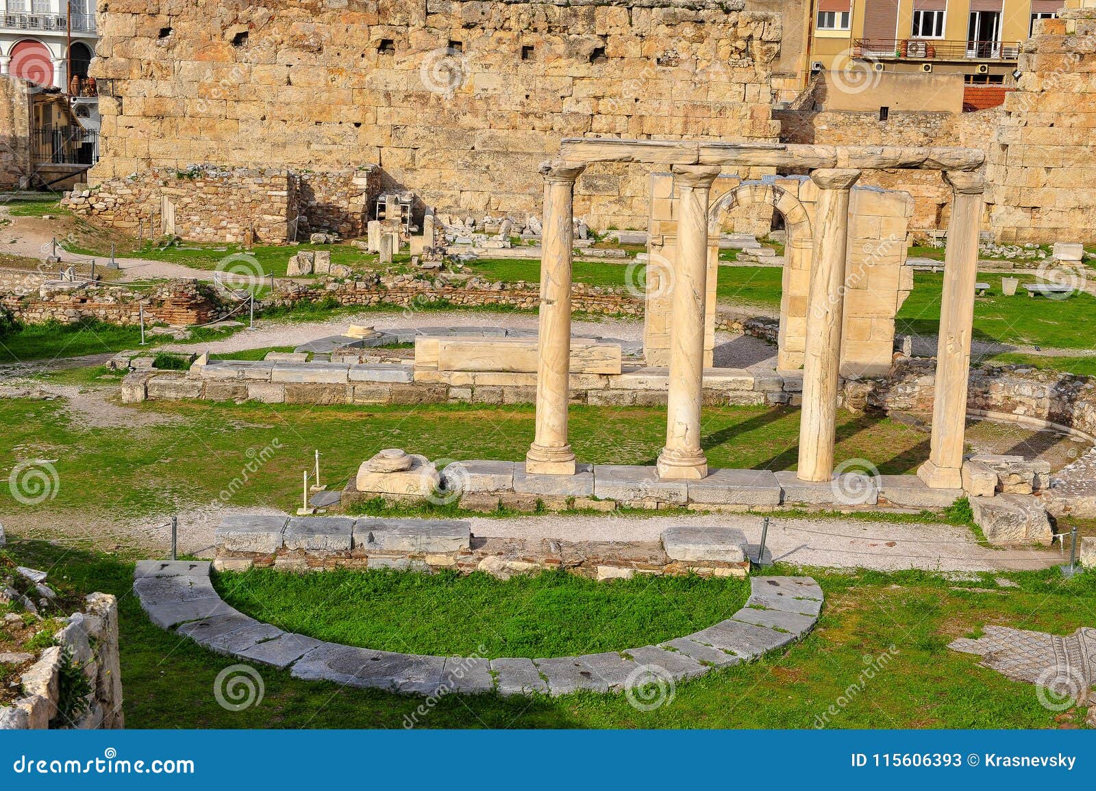 Ancient Roman Columns in Athens Stock Image - Image of destination ...
