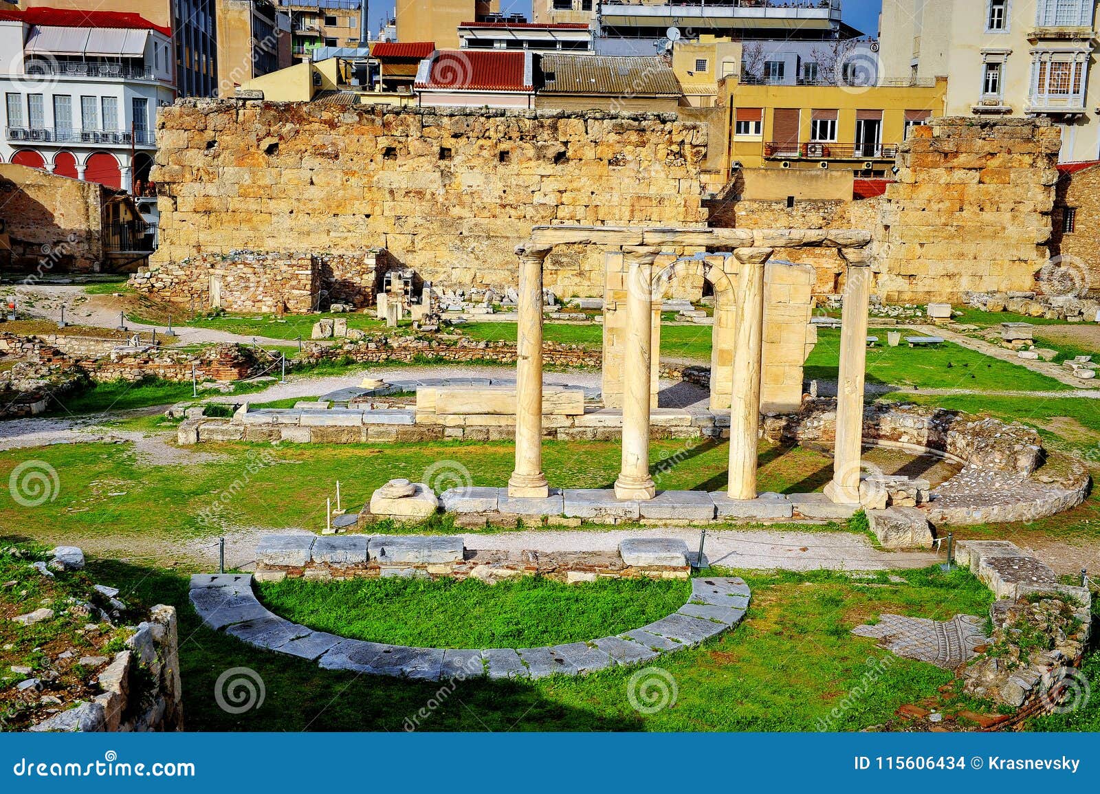 Ancient Roman Columns in Athens Stock Photo - Image of column, site ...