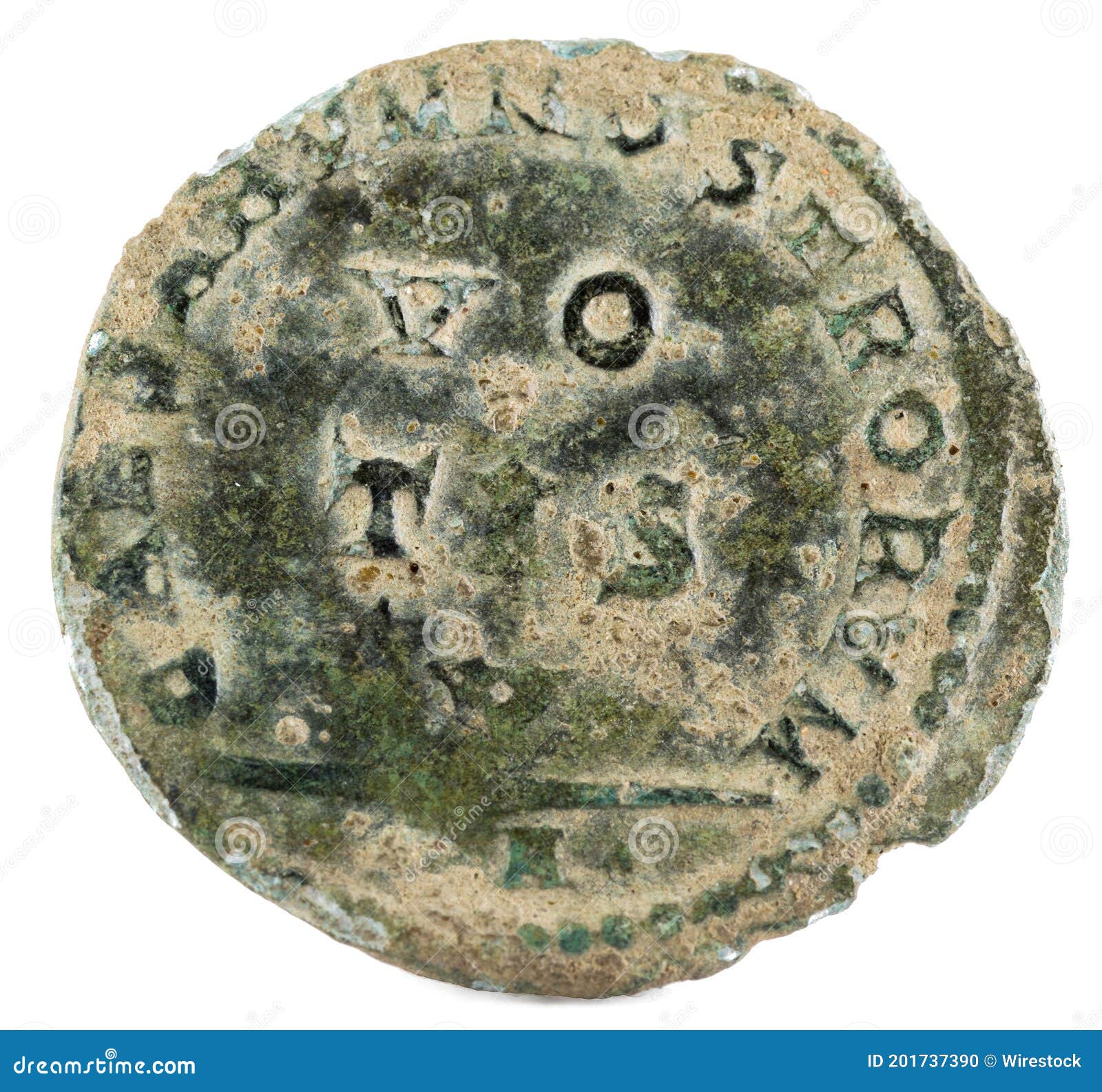 Ancient Roman Copper Coin of Emperor Crispus. Reverse Stock Photo ...