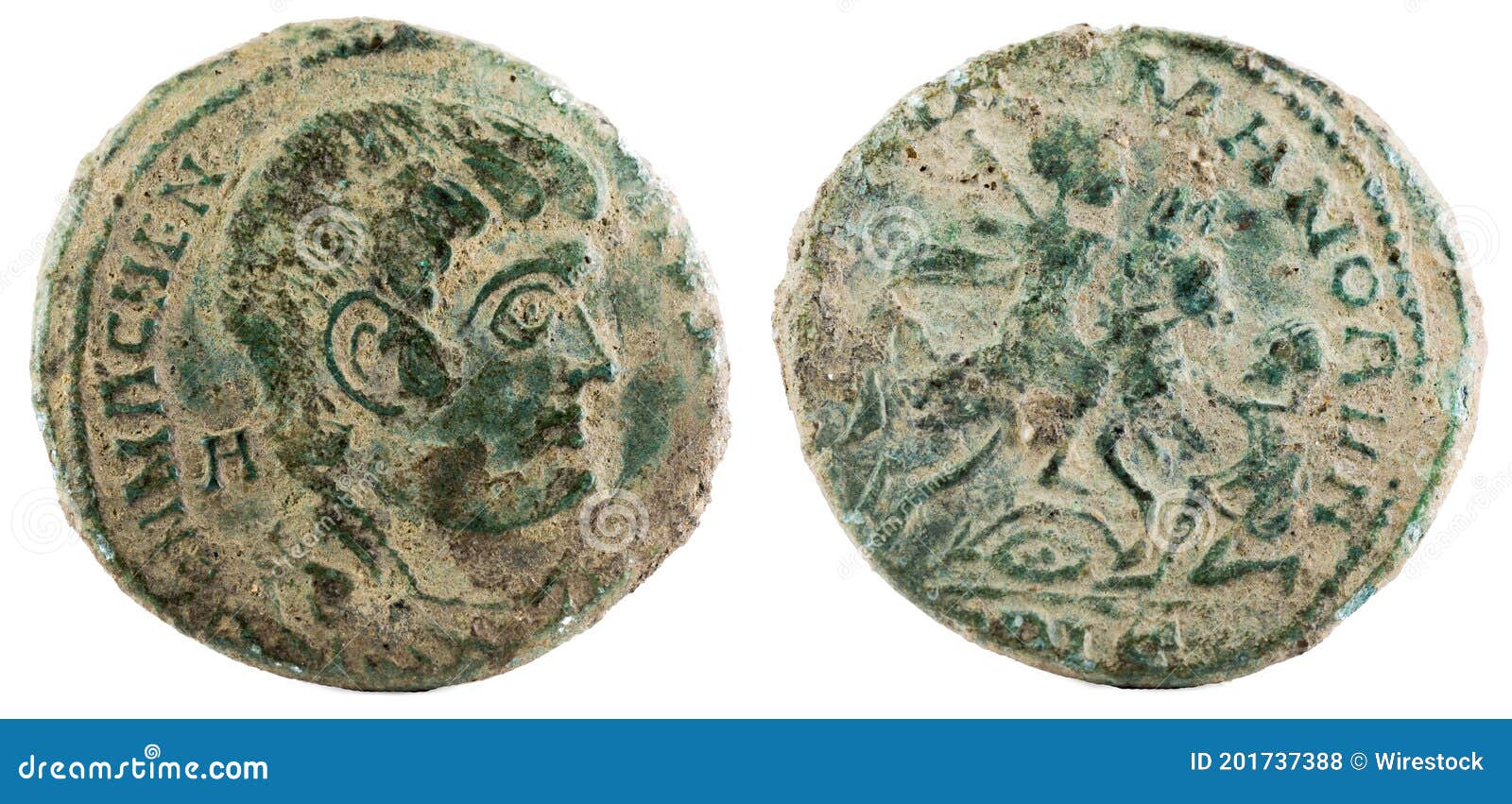 Ancient Roman Copper Coin of Emperor Magnentius Stock Photo - Image of ...