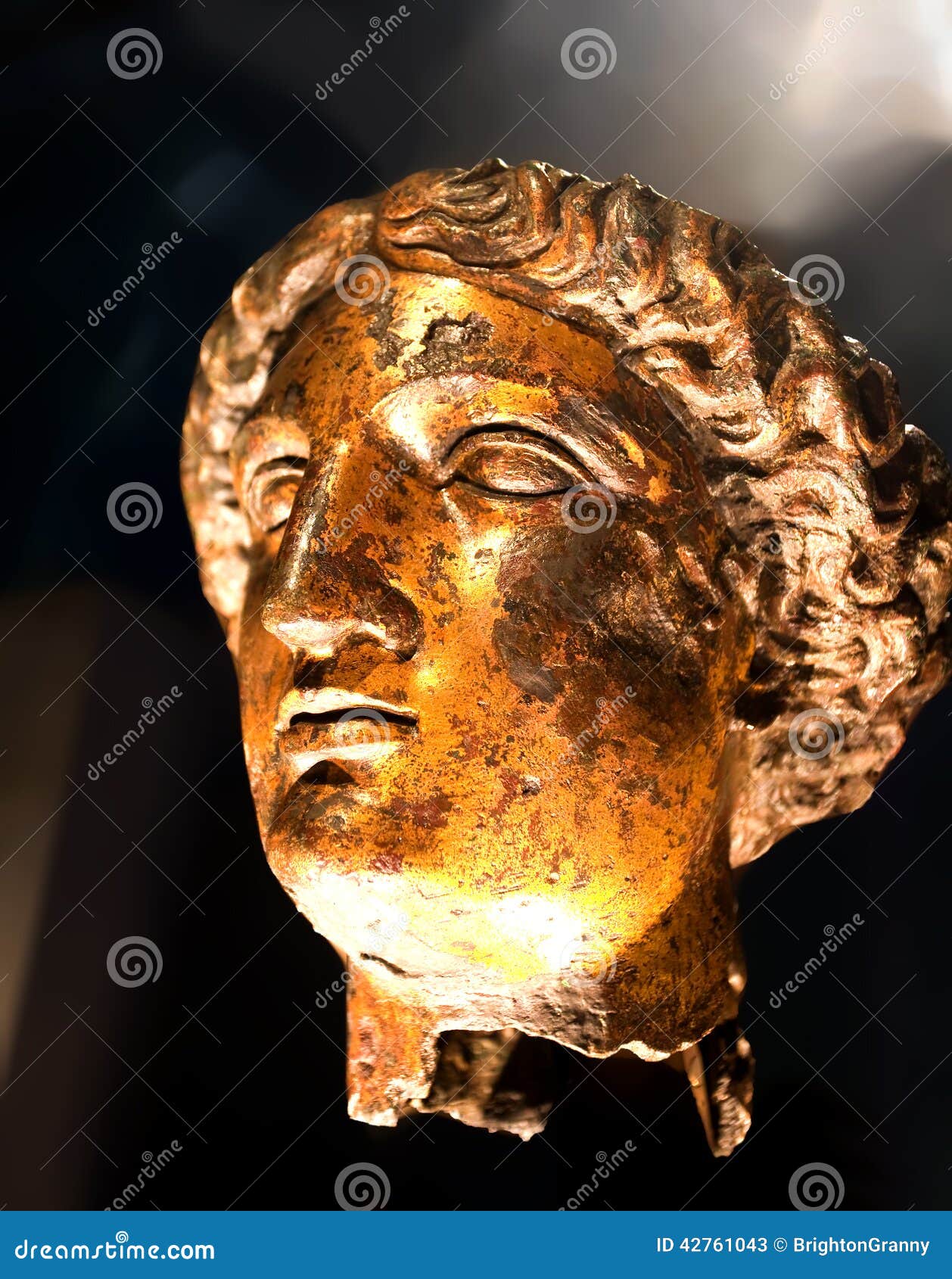 Ancient Roman Gold Covered Head Stock Image - Image of carving, stone ...