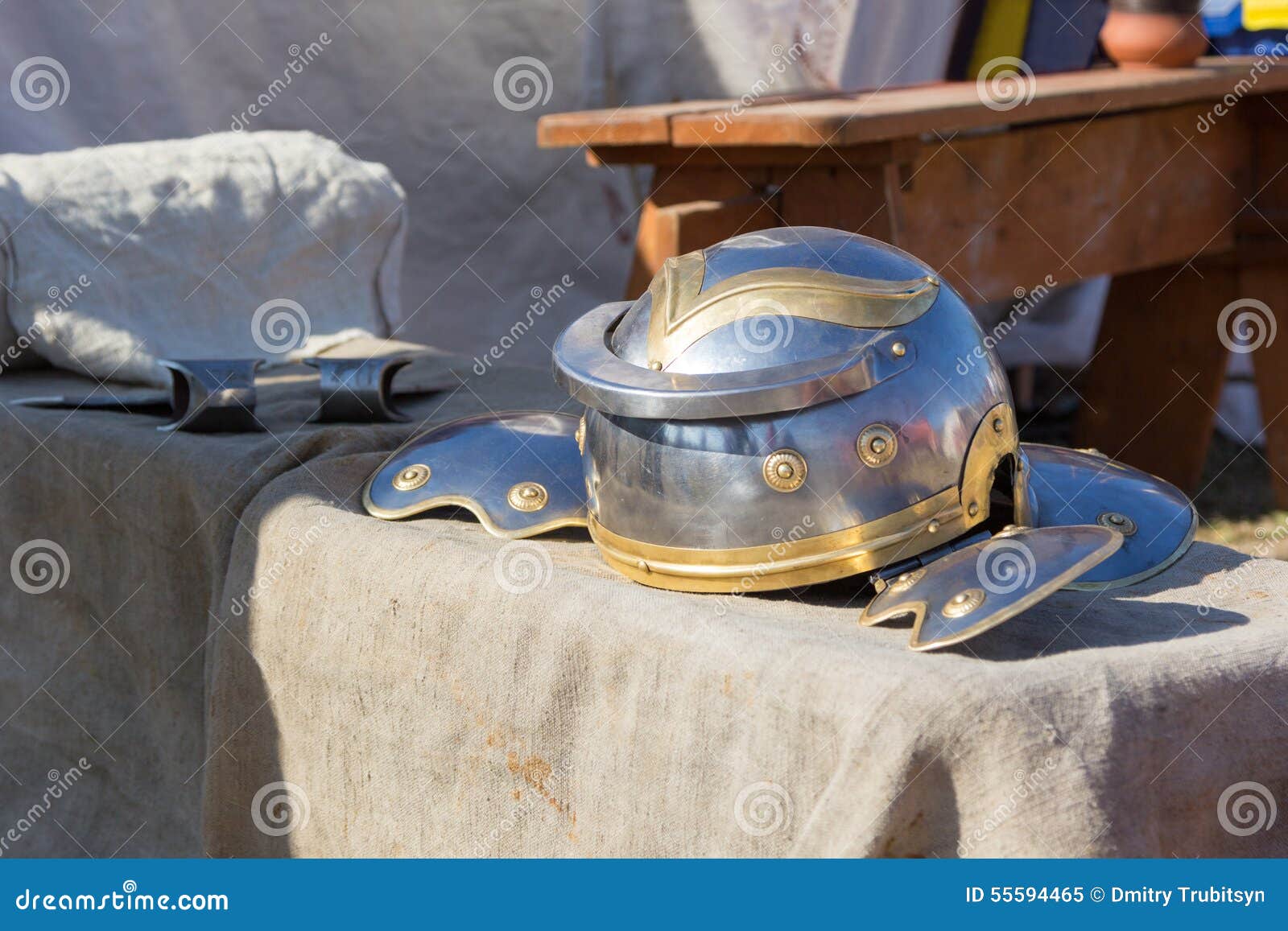 Ancient Roman Helmet and Ax on Table Stock Image - Image of ancient ...