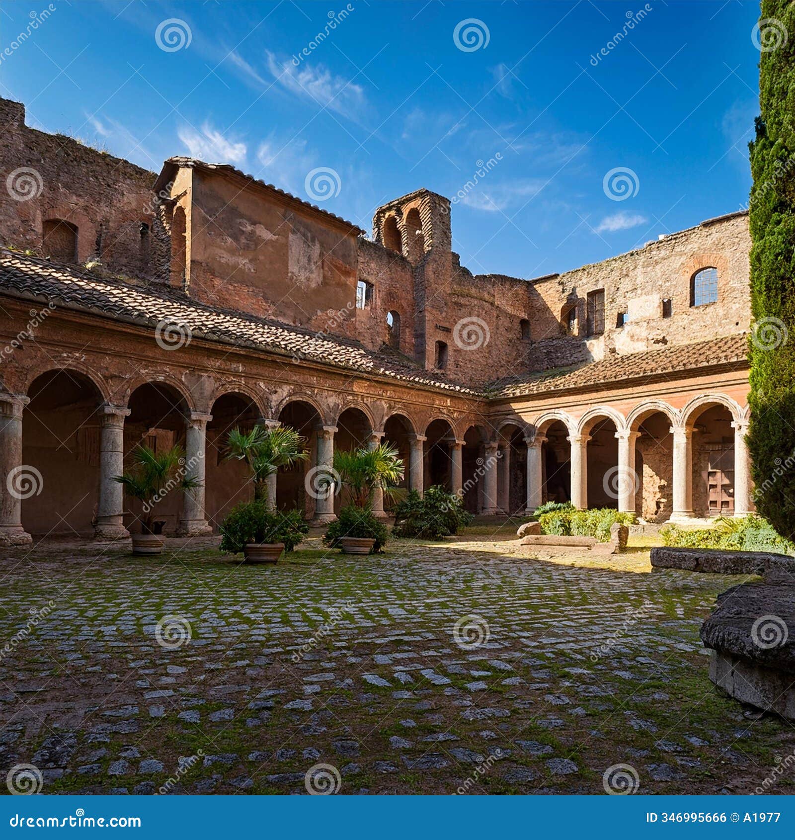 Ancient Roman Inner Yard, AI Generated Stock Illustration ...