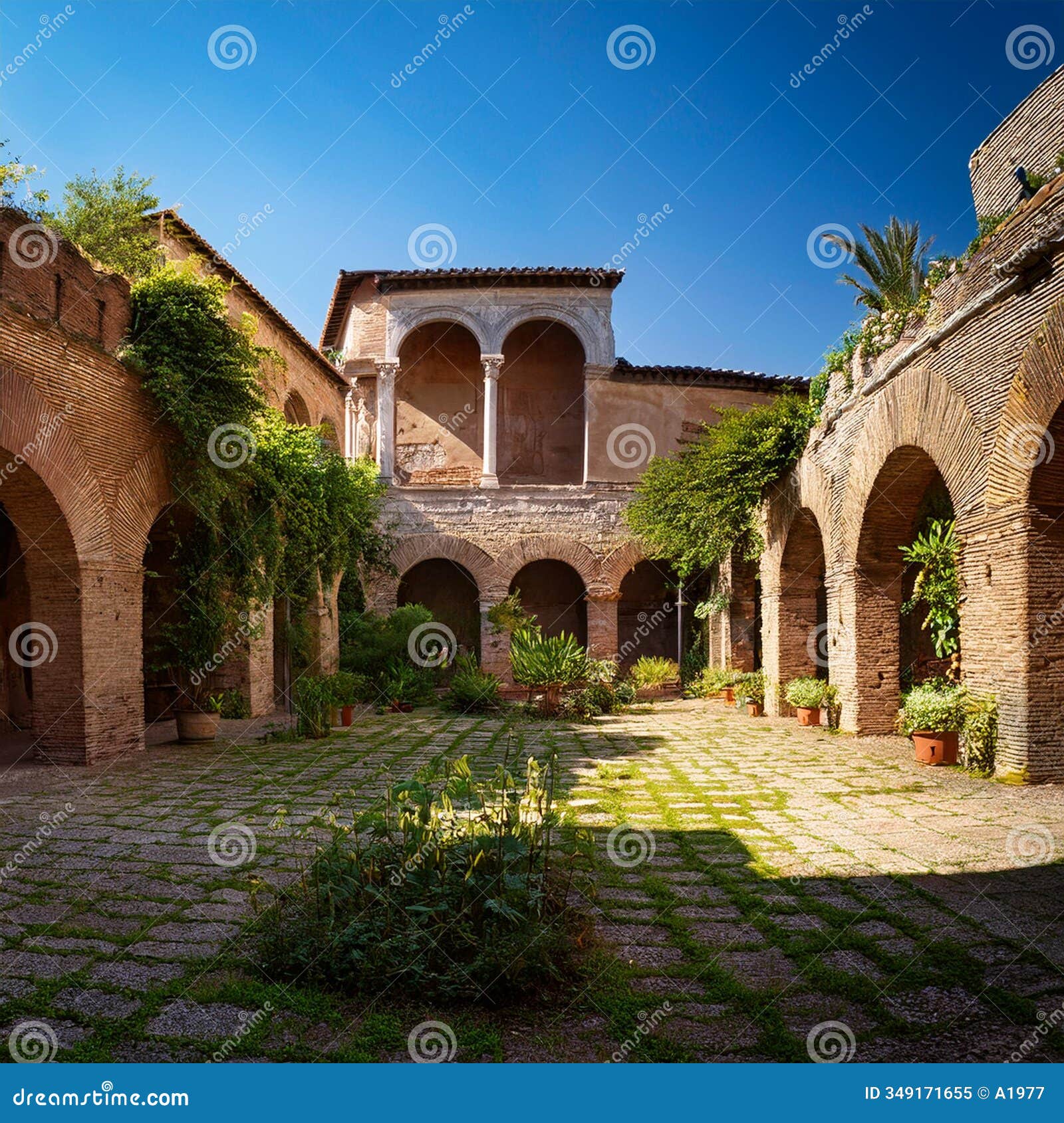 Ancient Roman Inner Yard, AI Generated Stock Illustration ...