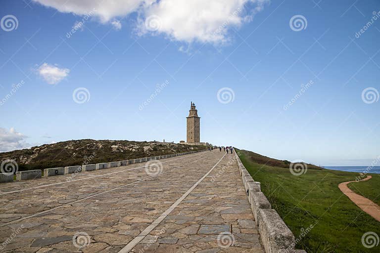 Ancient Roman Lighthouse in Operation, Tower of Hercules Stock Photo ...