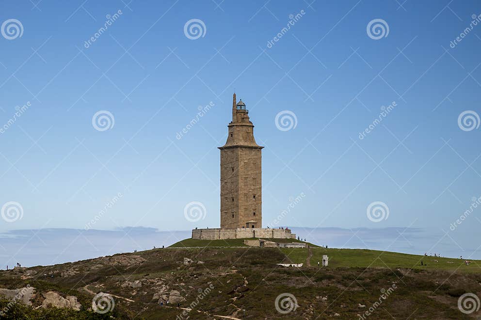 Ancient Roman Lighthouse in Operation, Tower of Hercules Stock Image ...