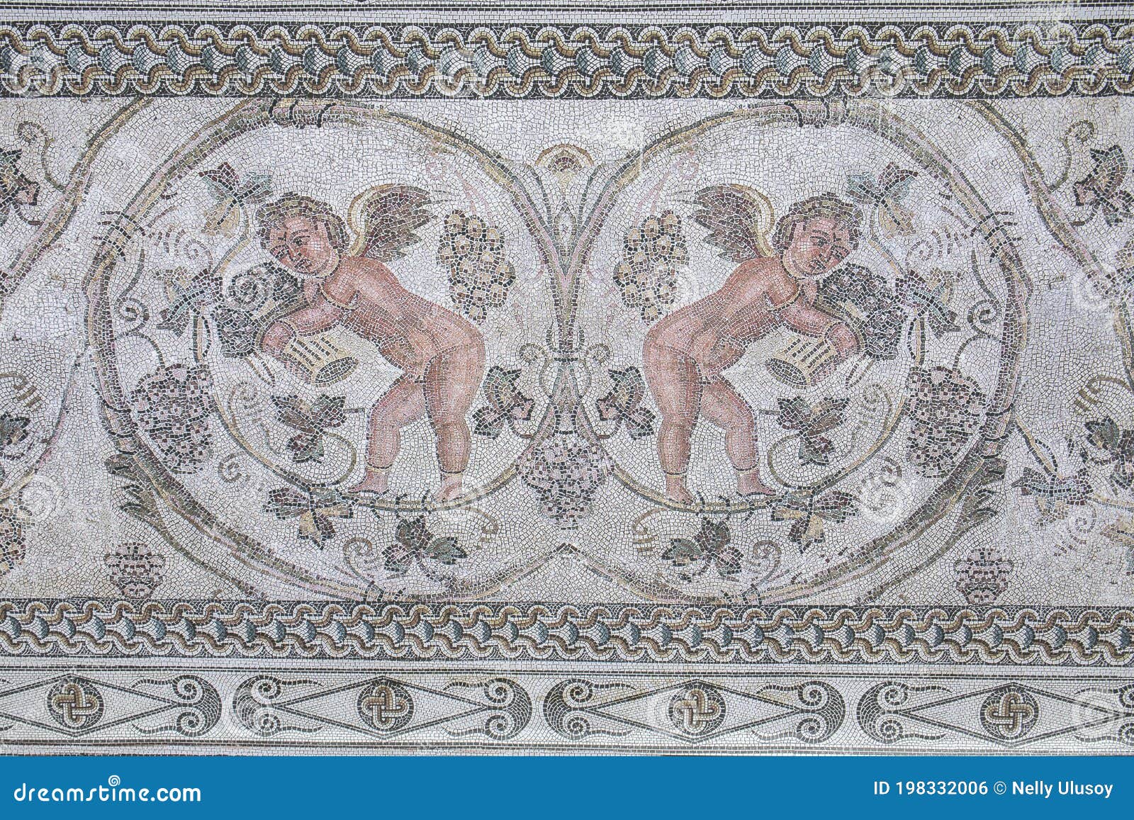 Ancient Roman Marble-stone Mosaic Texture. Two Angels Stock Photo ...