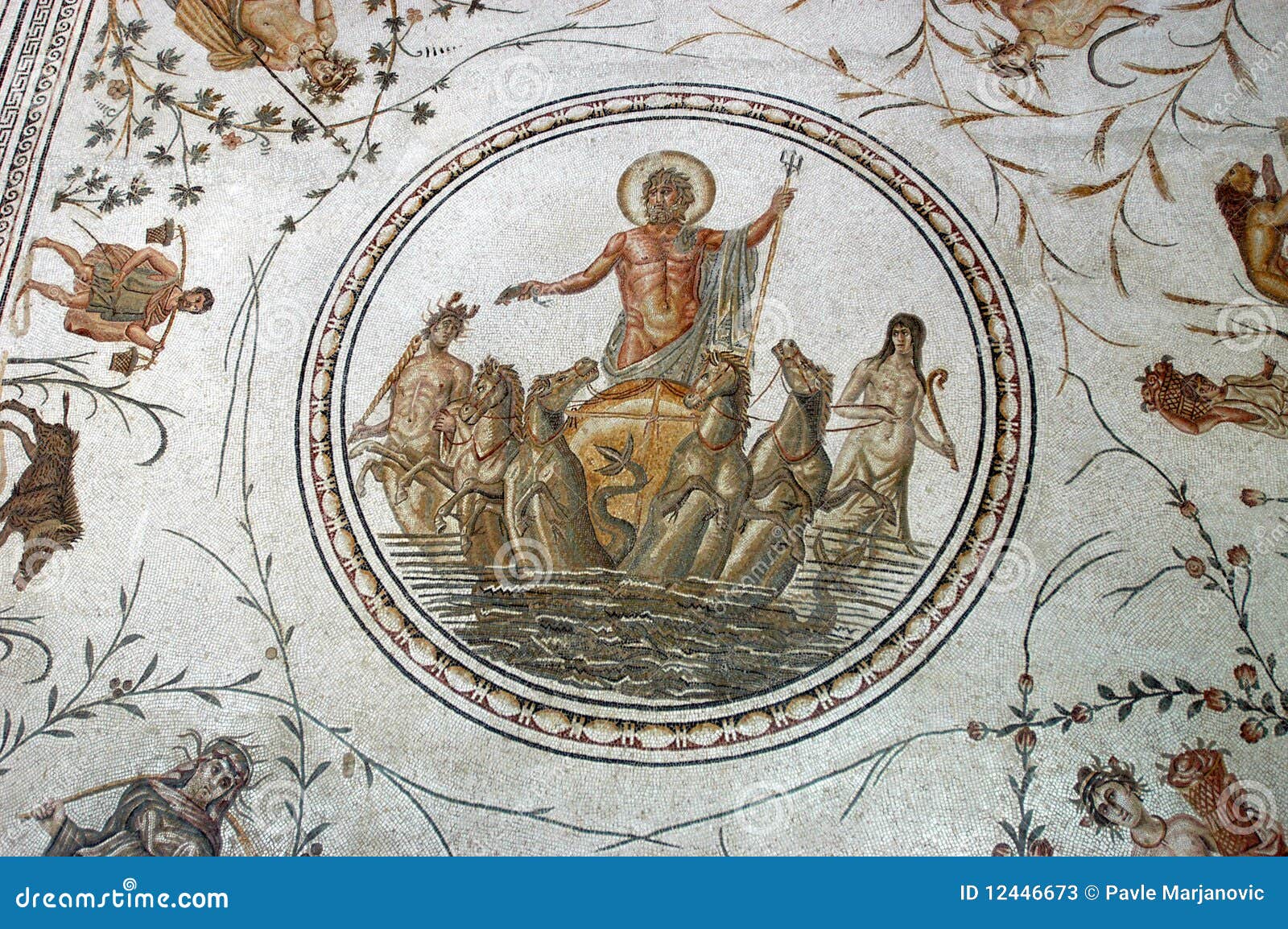 Ancient roman mosaic editorial stock photo. Image of antique - 12446673