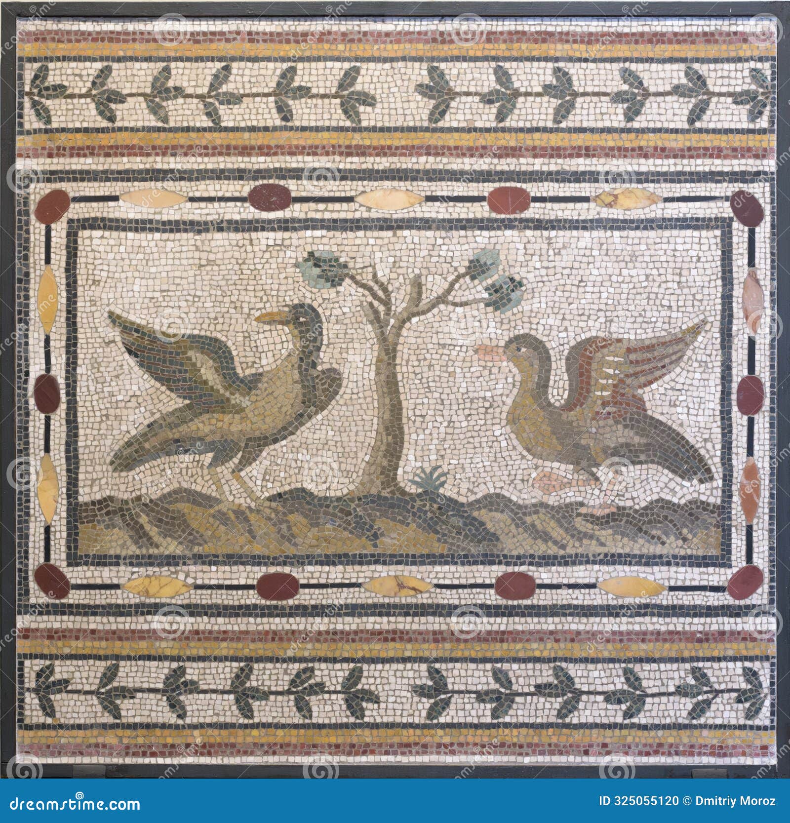 Ancient Roman Mosaic with Birds Stock Photo - Image of birds ...
