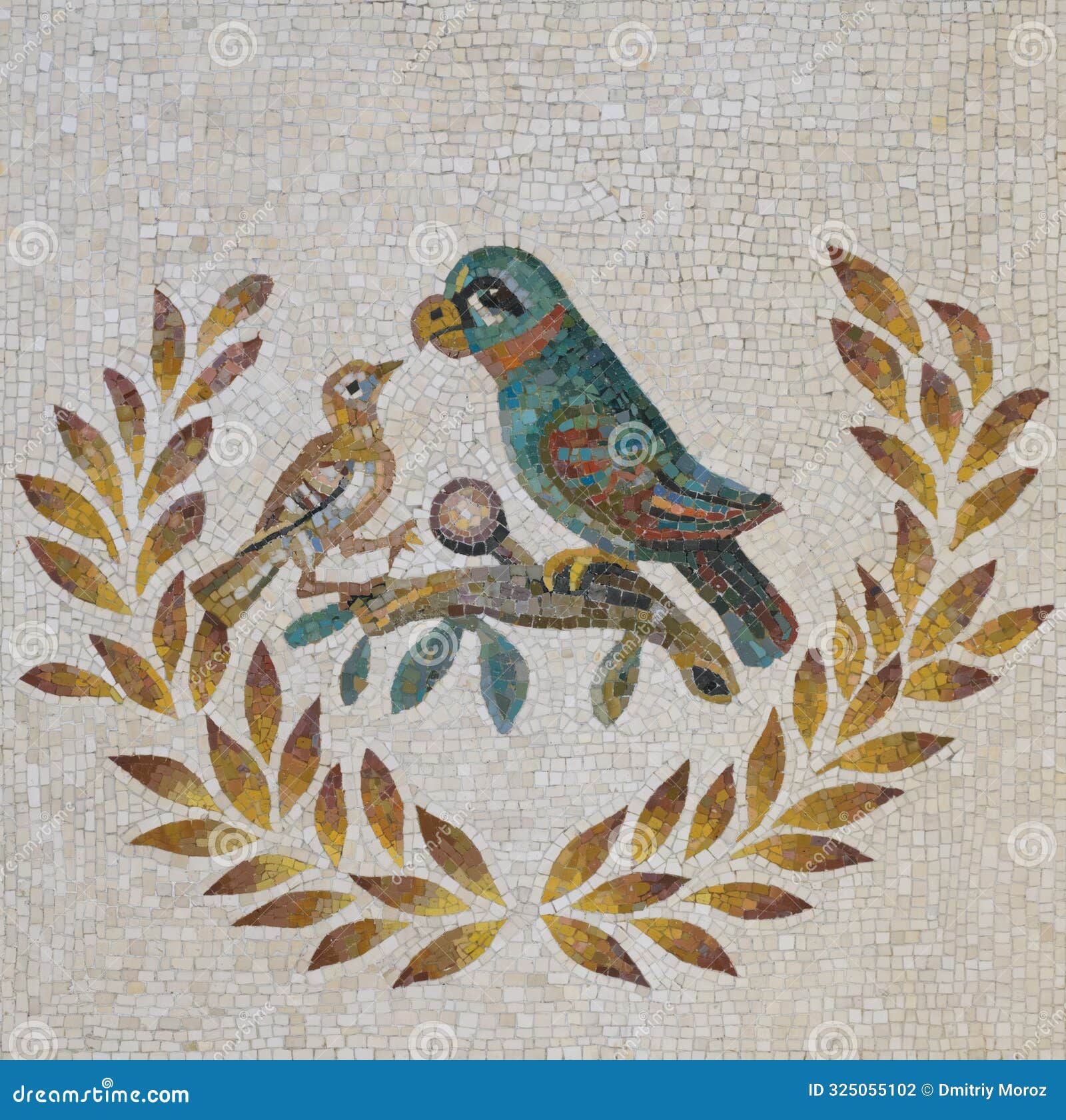 Ancient Roman Mosaic with Birds Stock Photo - Image of pattern ...