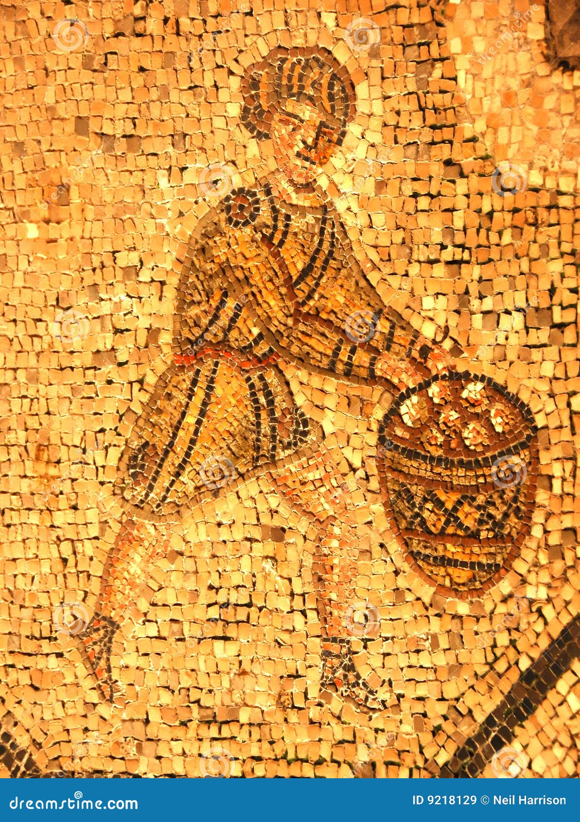 Ancient Roman Mosaic of a Man in a Tunic Stock Image - Image of floor ...