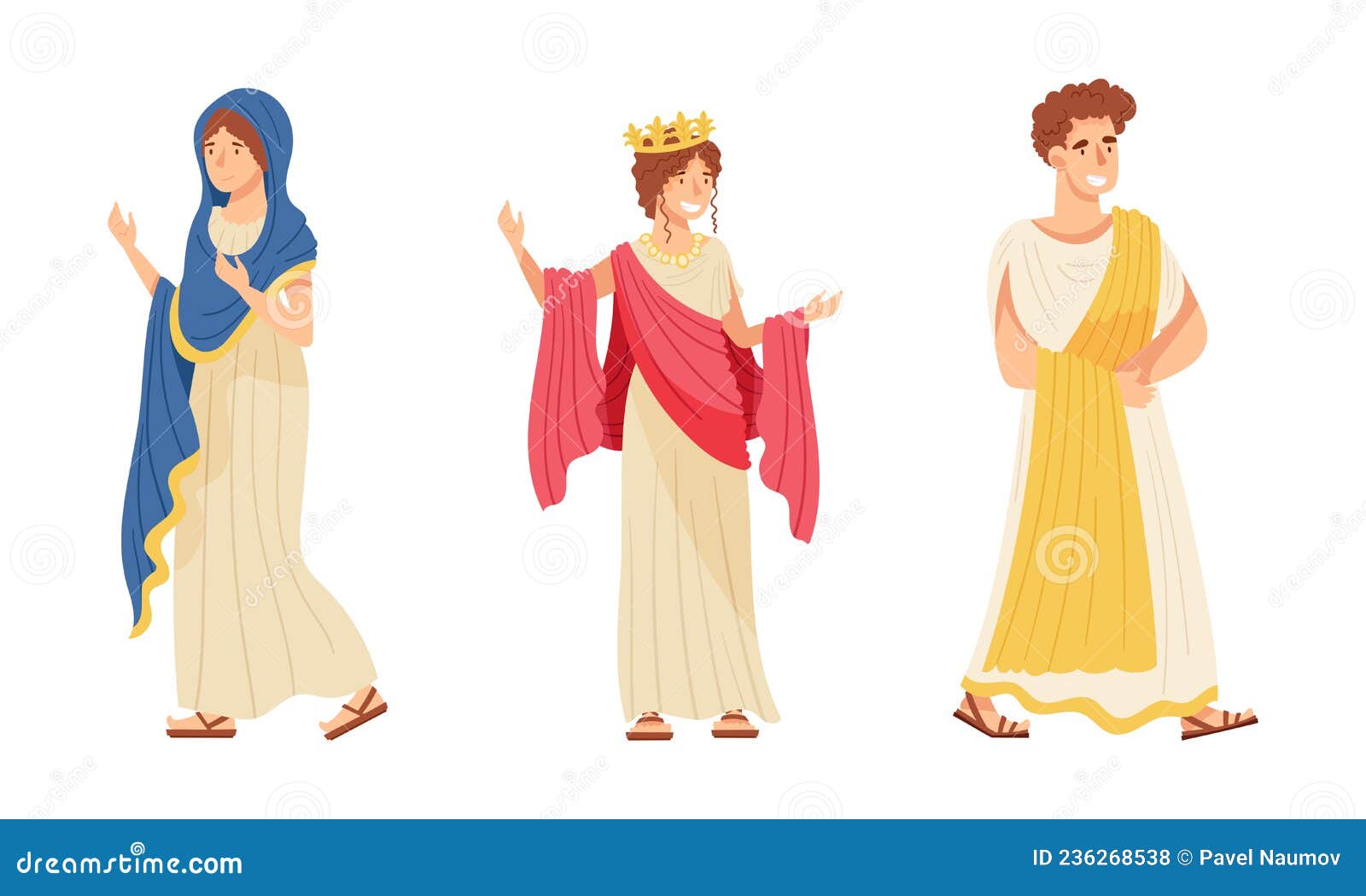 Ancient Roman People Set Man And Woman Roman Citizens In Traditional
