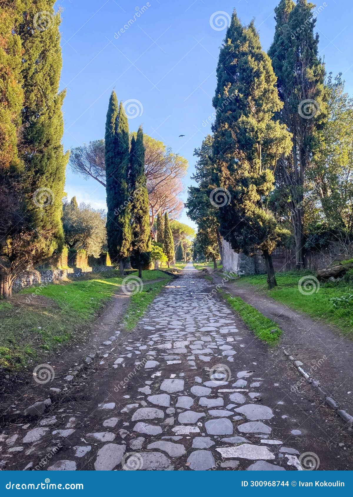 Ancient Roman Road Appian Way in Summer Stock Photo - Image of outdoors ...