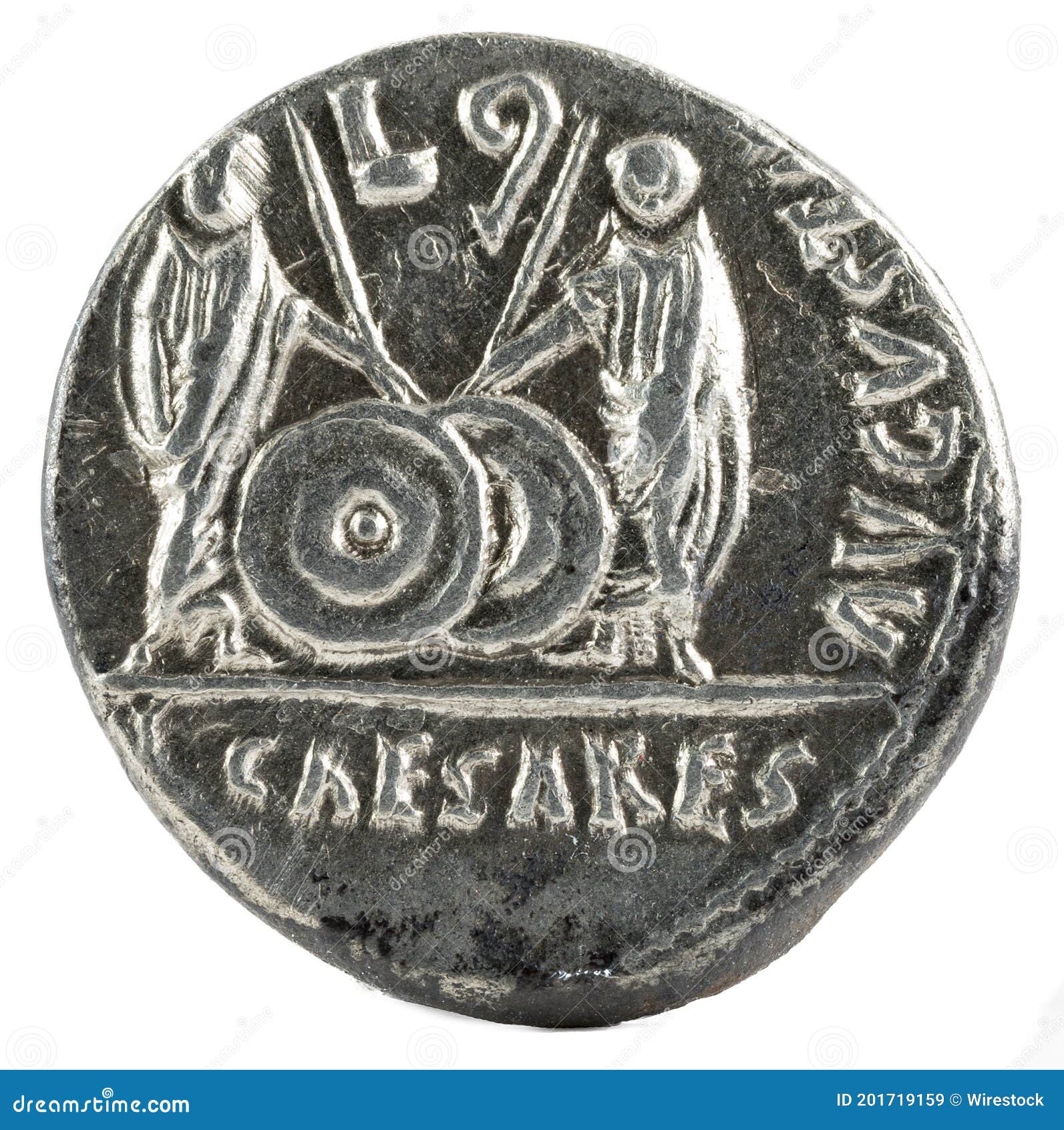 Ancient Roman Silver Denarius Coin of Emperor Augustus Stock Image ...