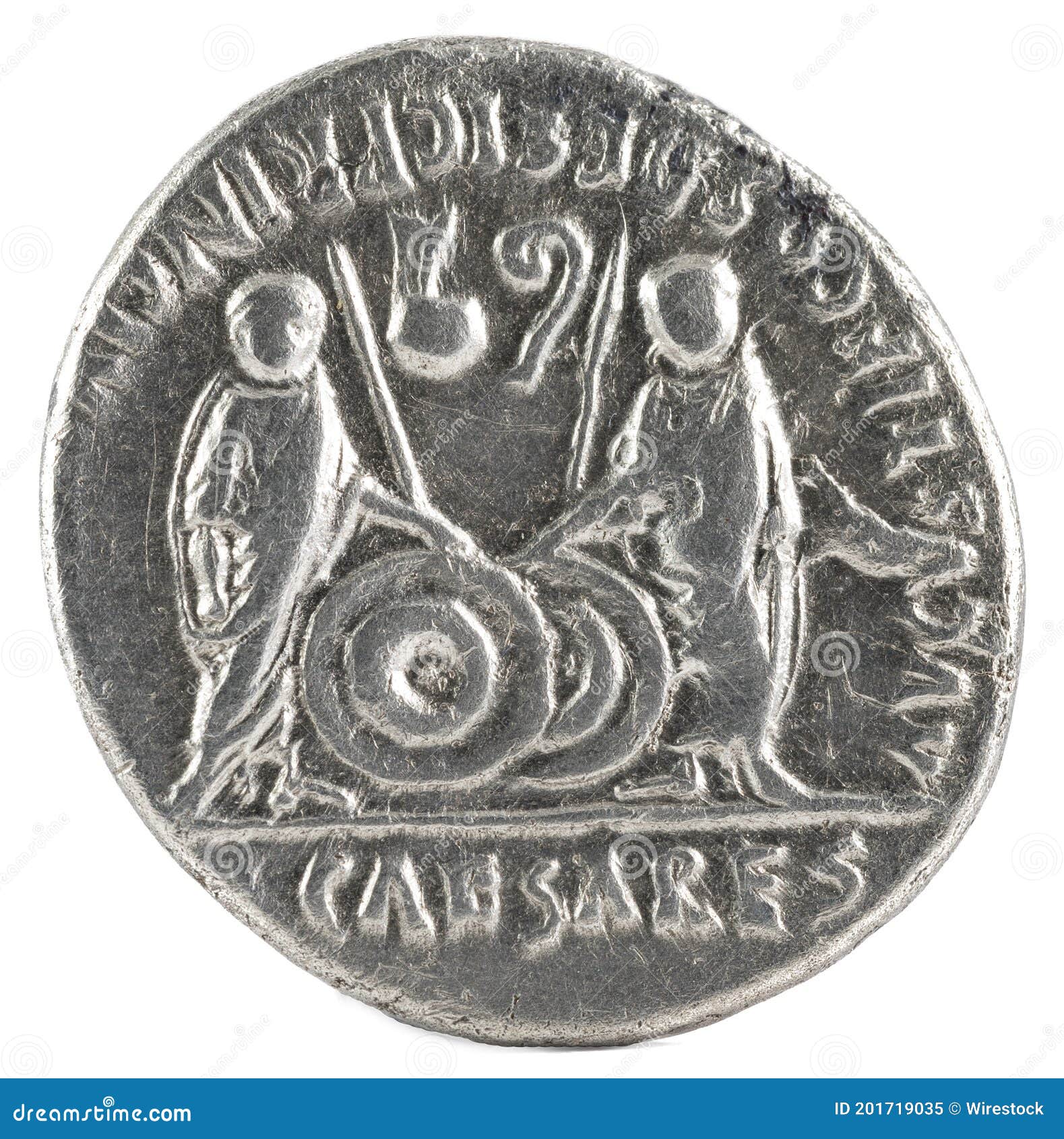 Ancient Roman Silver Denarius Coin of Emperor Augustus. Reverse Stock ...