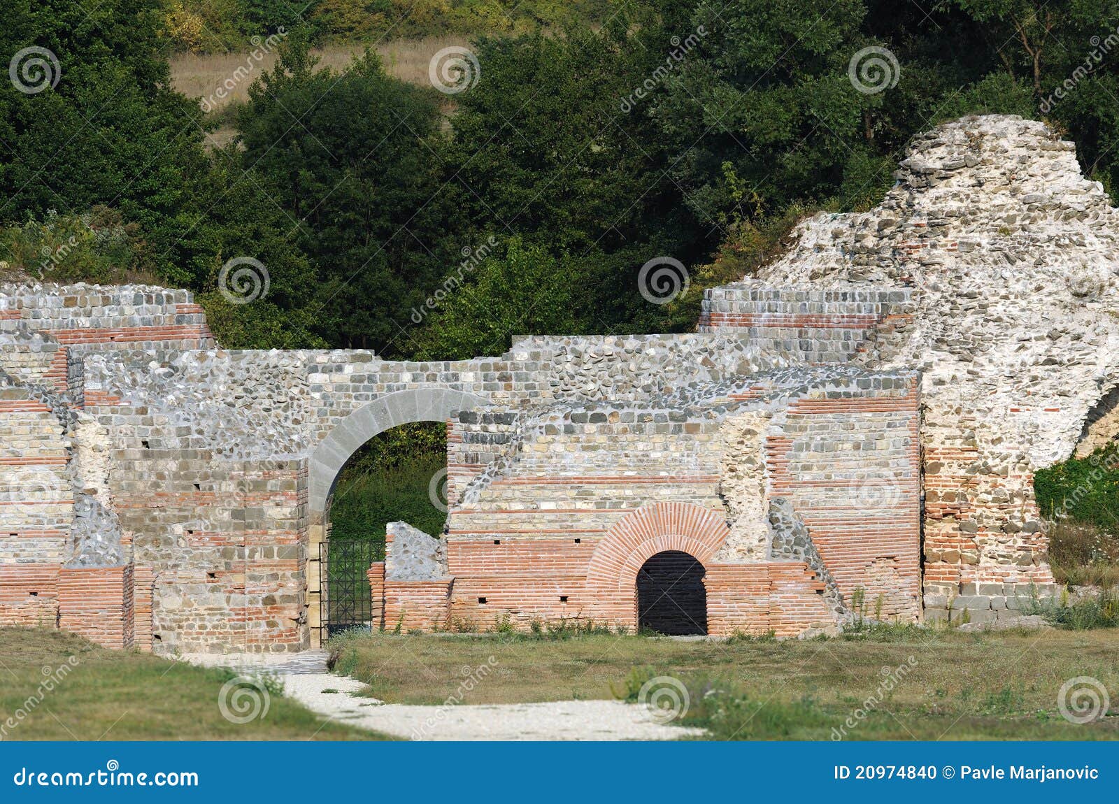Felix Romuliana Roman Empire Palace Ruins Surrounded By Grass Stock ...