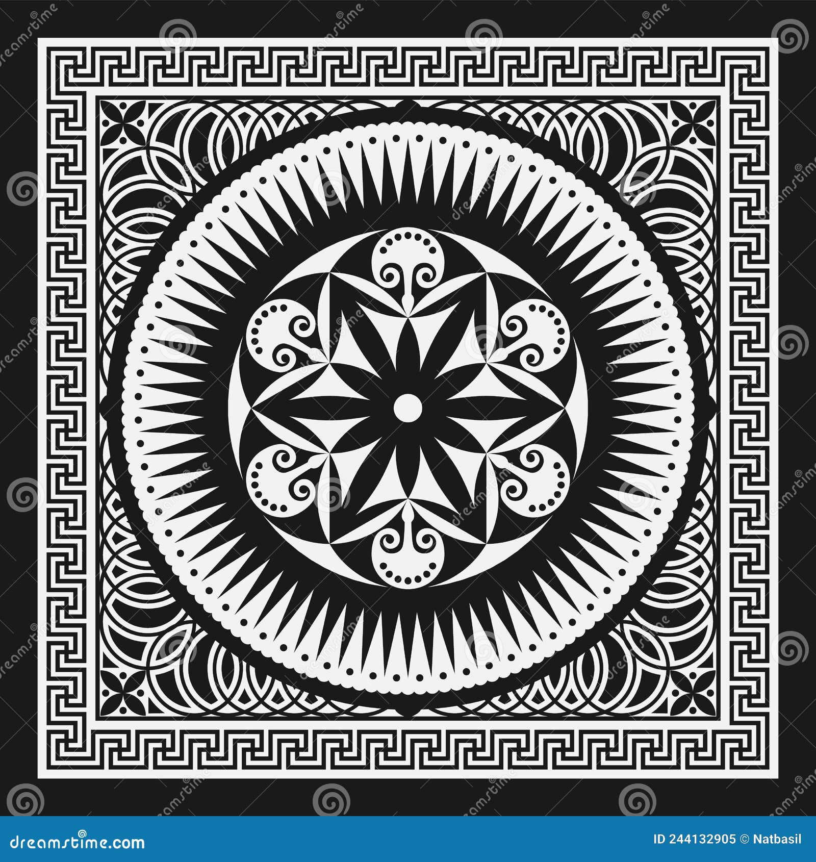 Ancient Roman Square Scarf Pattern Design Stock Vector - Illustration ...