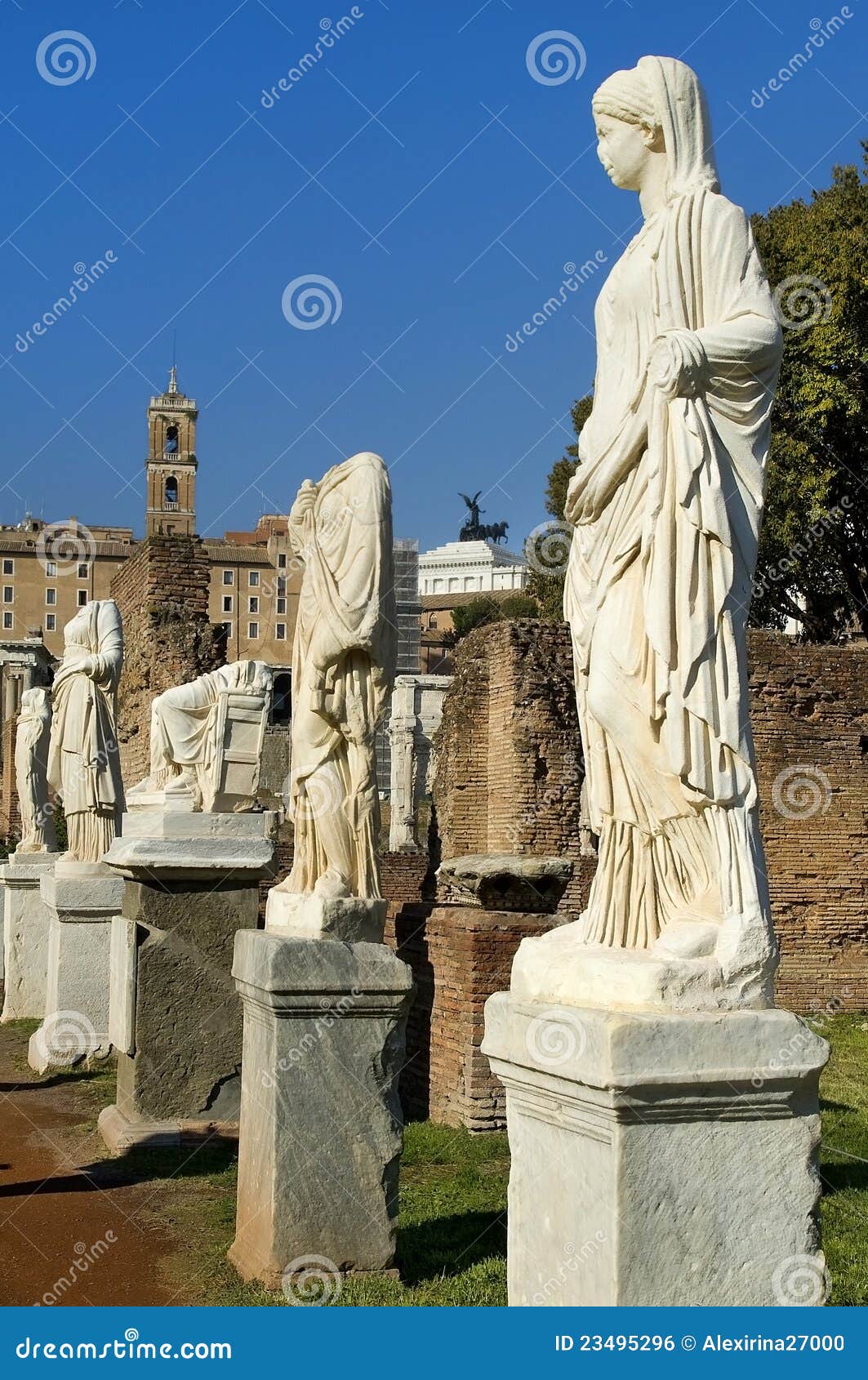 Ancient Roman Statues on Pedestals Stock Photo - Image of roma ...
