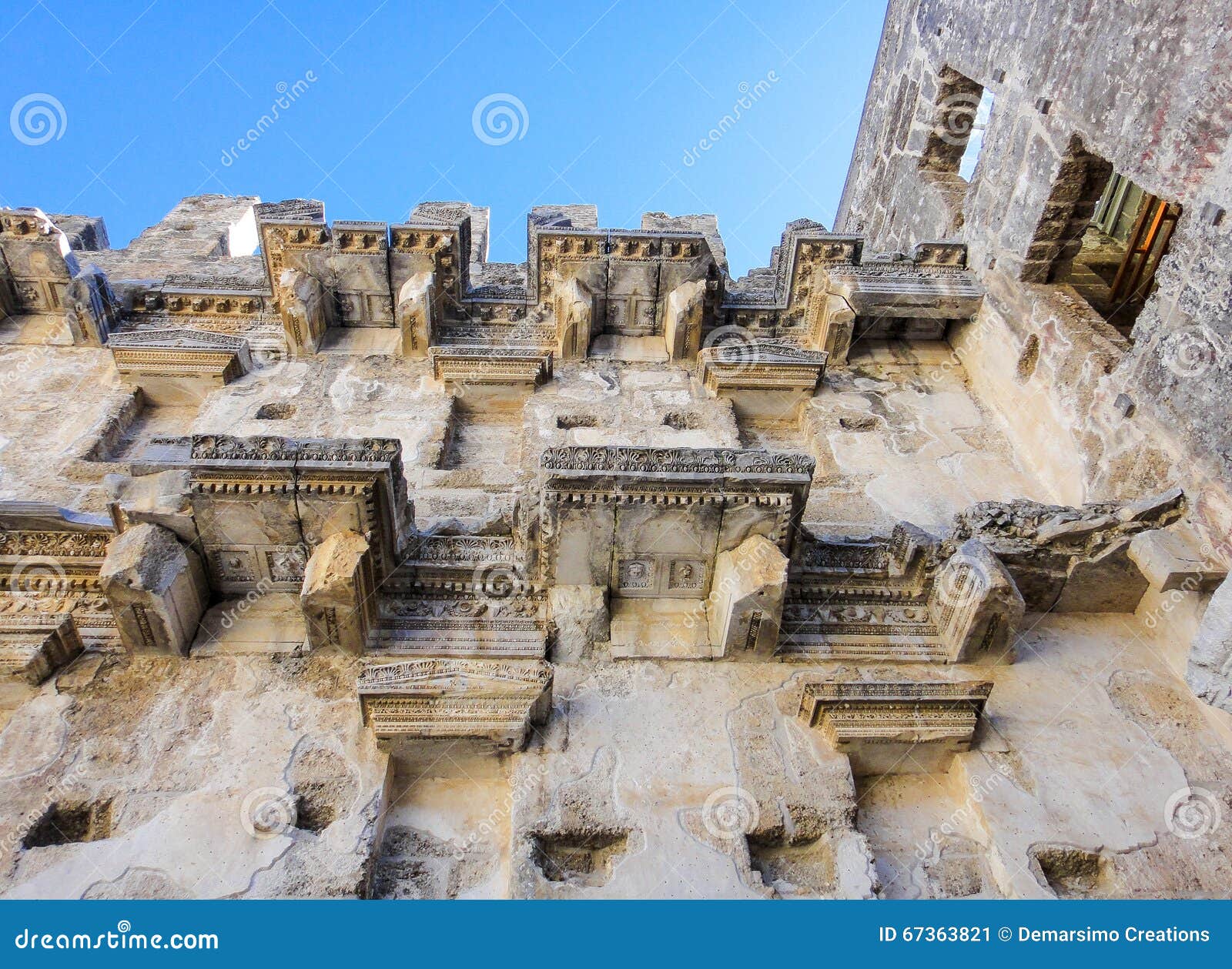 Ancient Roman Stone Balconies Stock Image - Image of travel, turkey ...