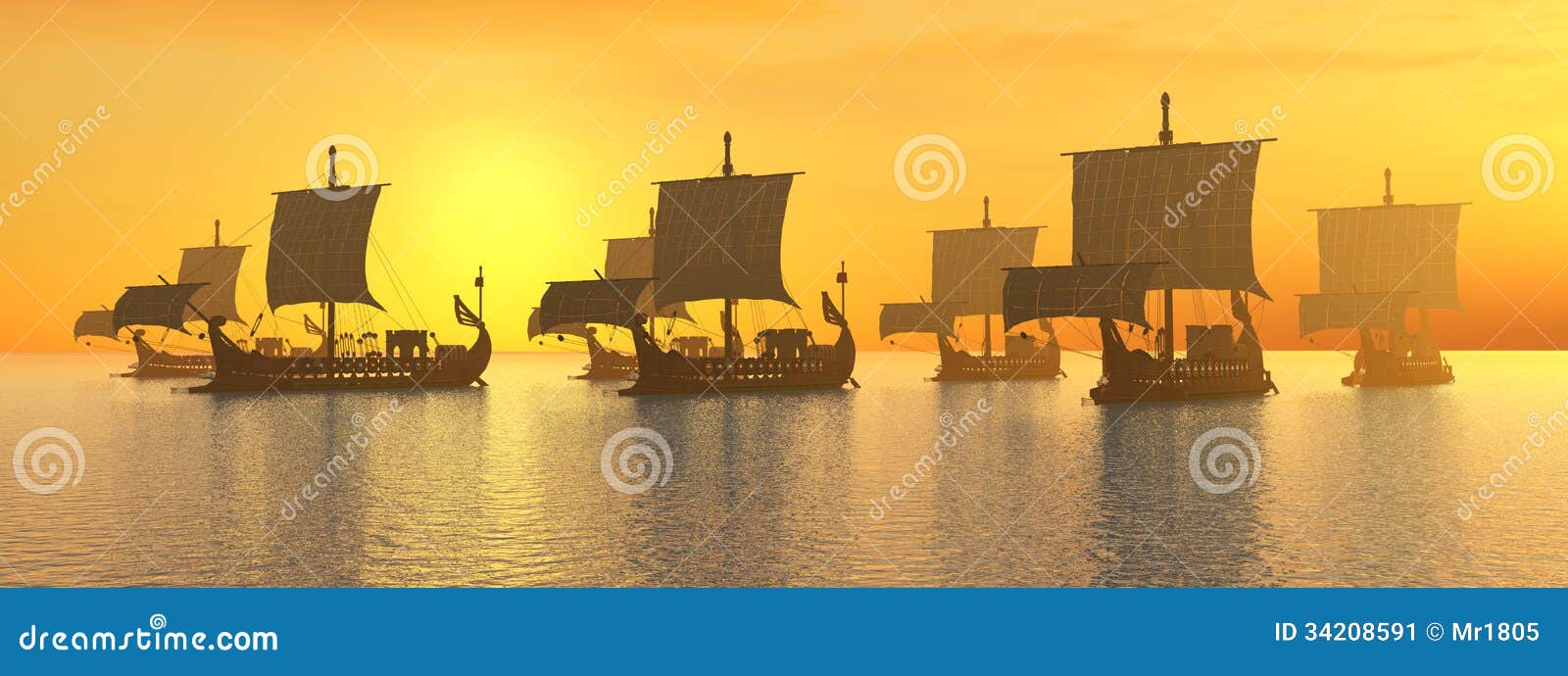 Ancient Roman Warships stock illustration. Illustration of rowing ...
