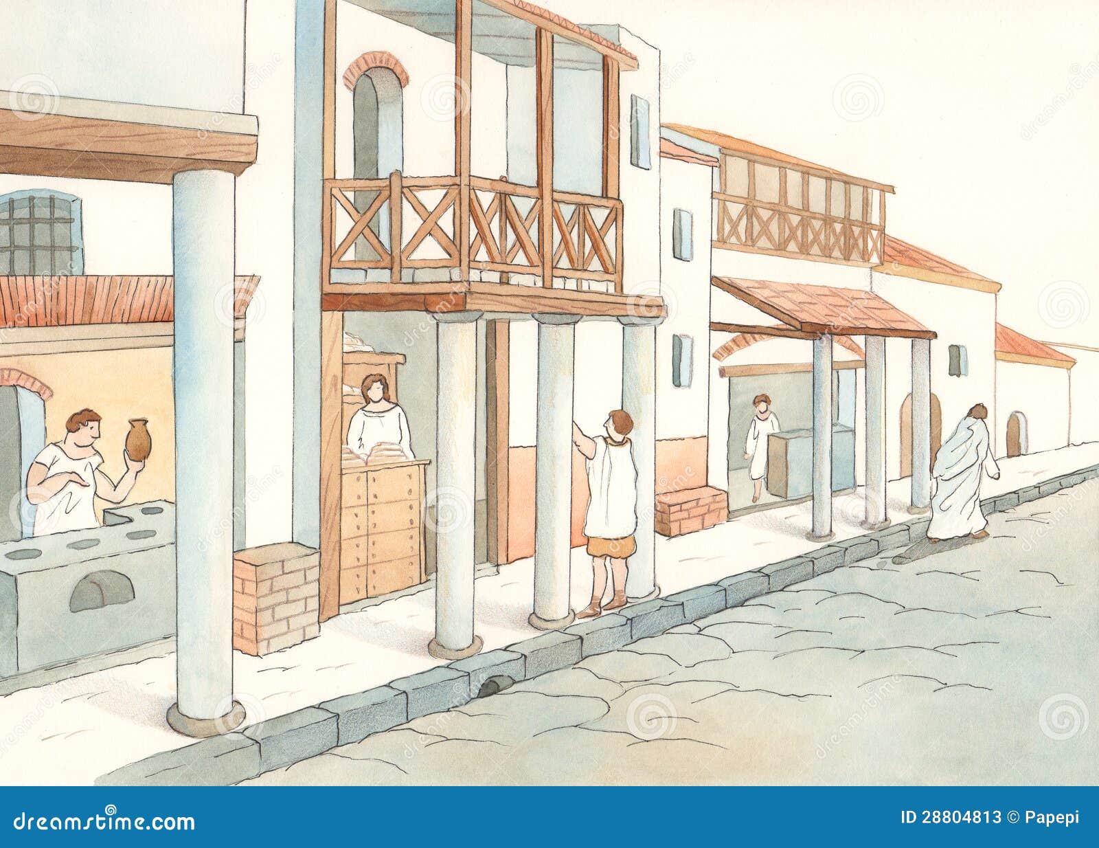 Ancient Rome Citizens And Culture Symbols, Cartoon Vector Illustration ...