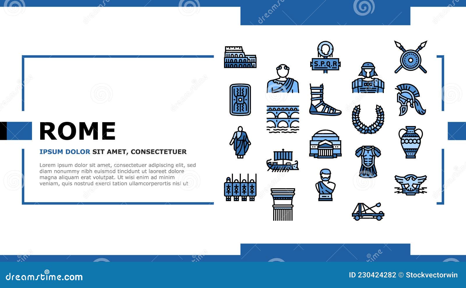 Ancient Rome Antique History Landing Header Vector Stock Vector ...