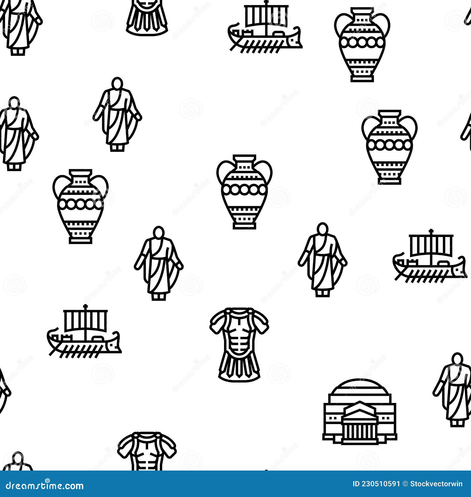 Ancient Rome Antique History Vector Seamless Pattern Stock Vector ...