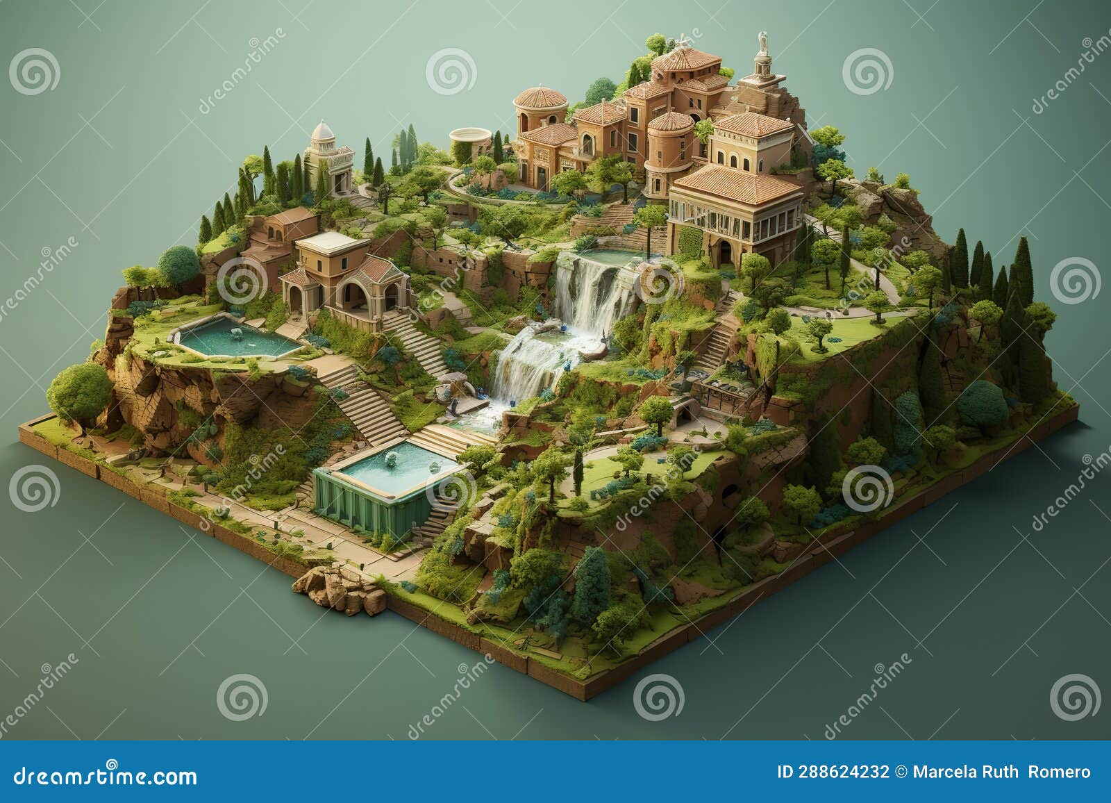 Ancient Rome Isometric Diorama Land Plot. AI Generated Stock ...