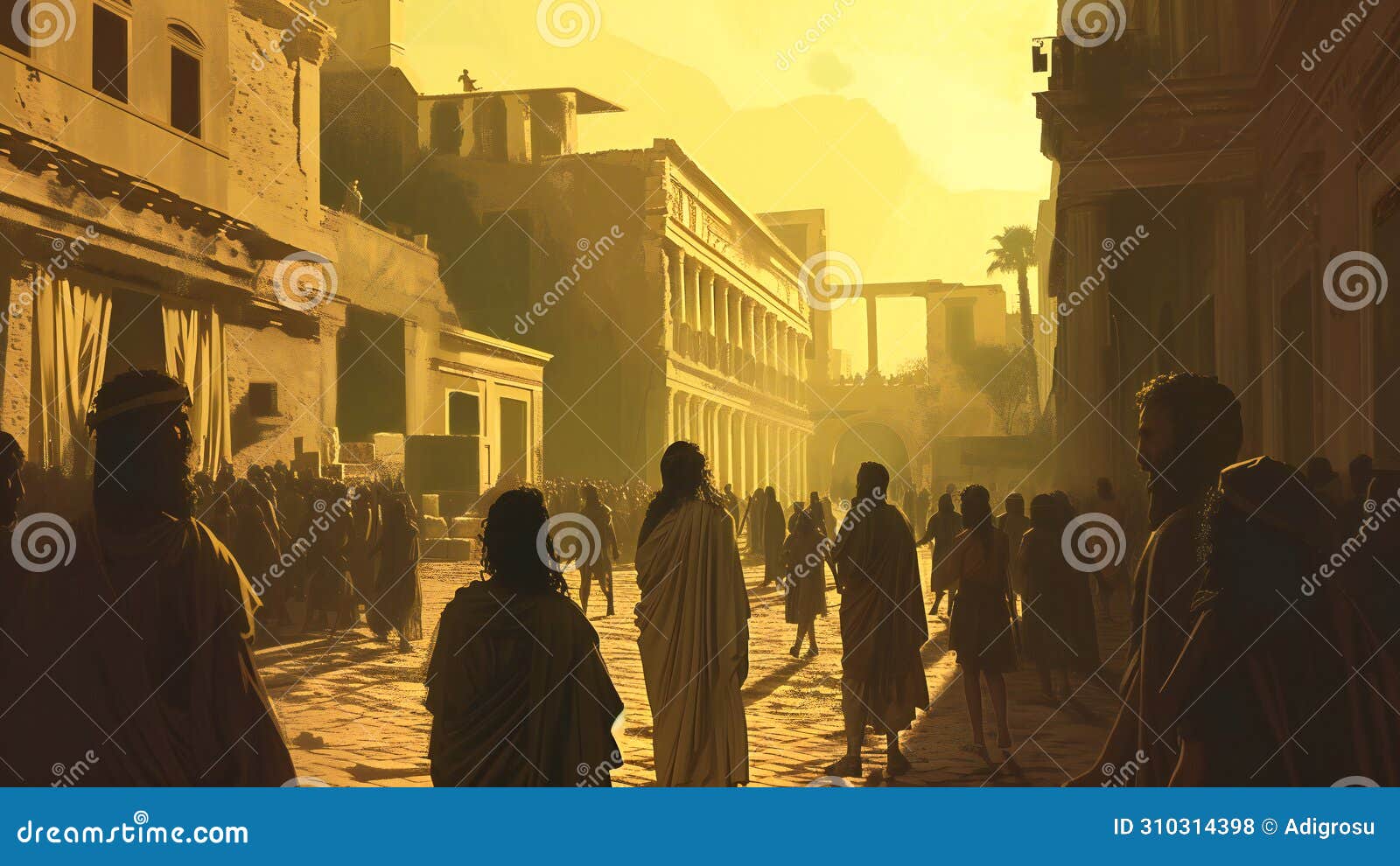 Ancient Rome Street Scene, with Ancient Romans Walking Around Stock ...