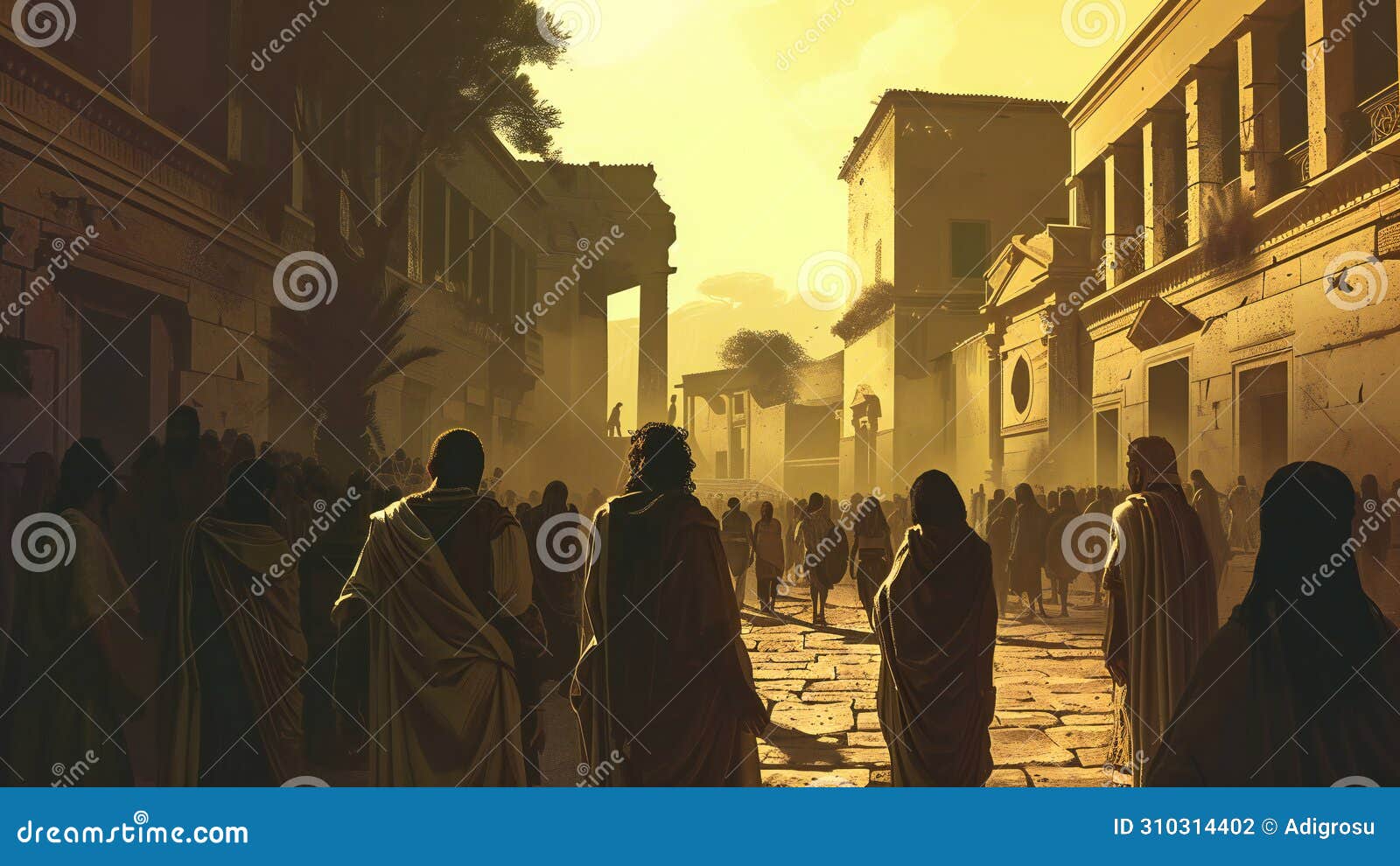 Ancient Rome Street Scene, with Ancient Romans Walking Around Stock ...