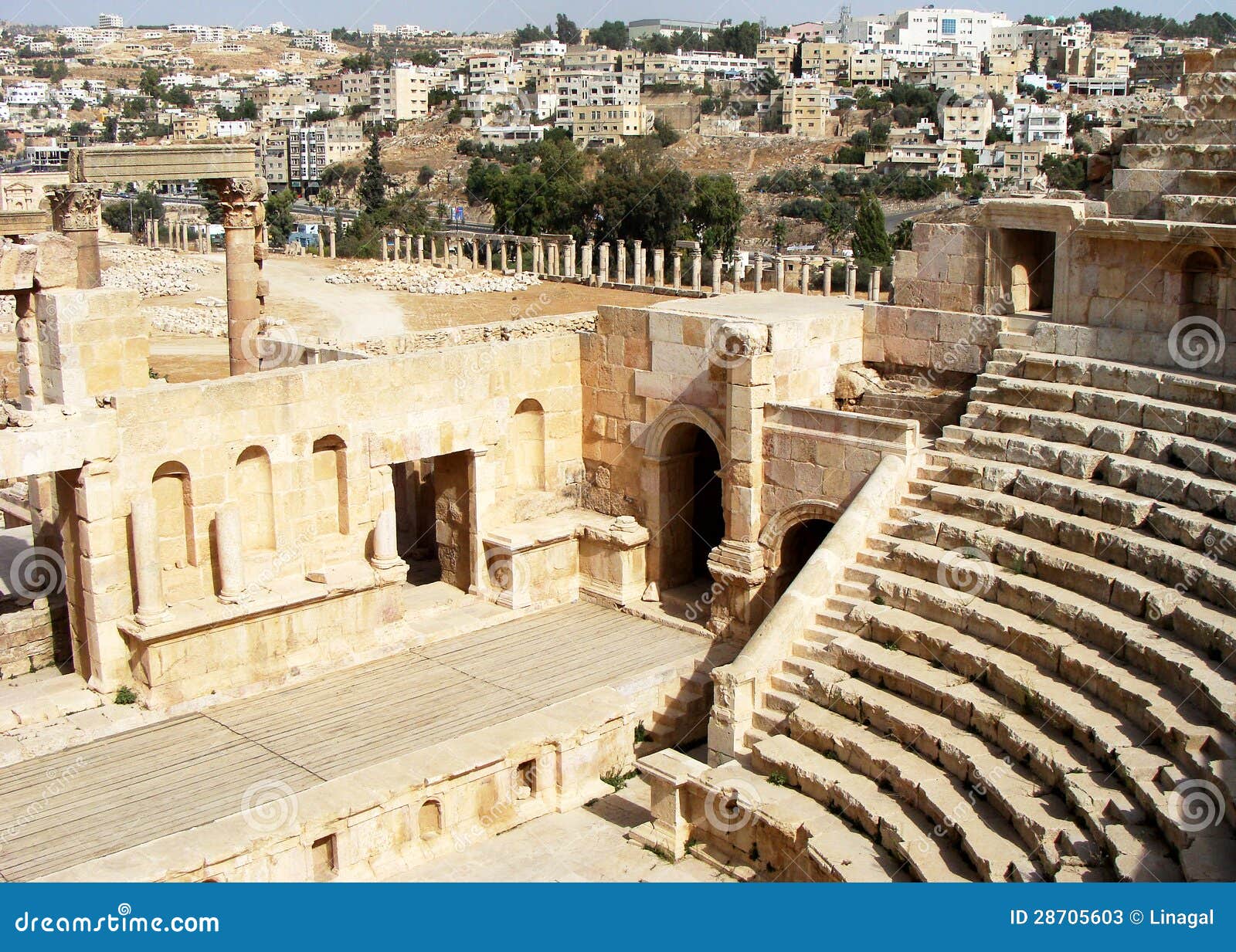 Ancient Rome Theatre in Amman Stock Image - Image of buildings, amman ...