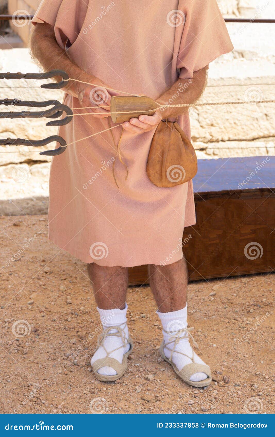 Ancient ropemaker at work. stock photo. Image of empuries - 233337858