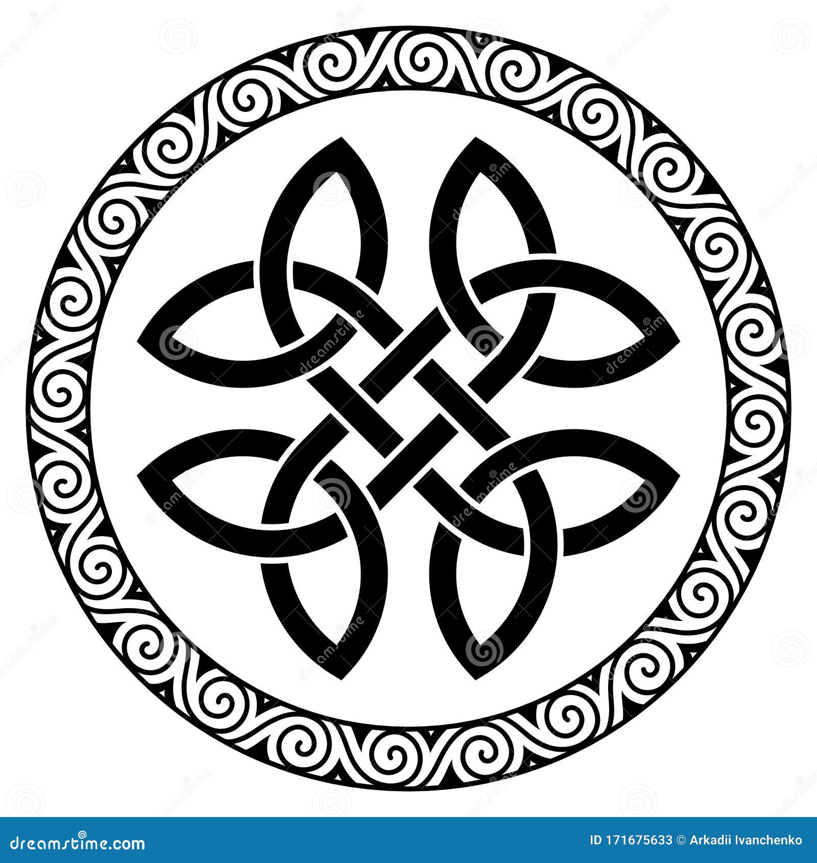 Round Celtic Design. Celtic Mandala, Celtic Horned Moon Vector ...