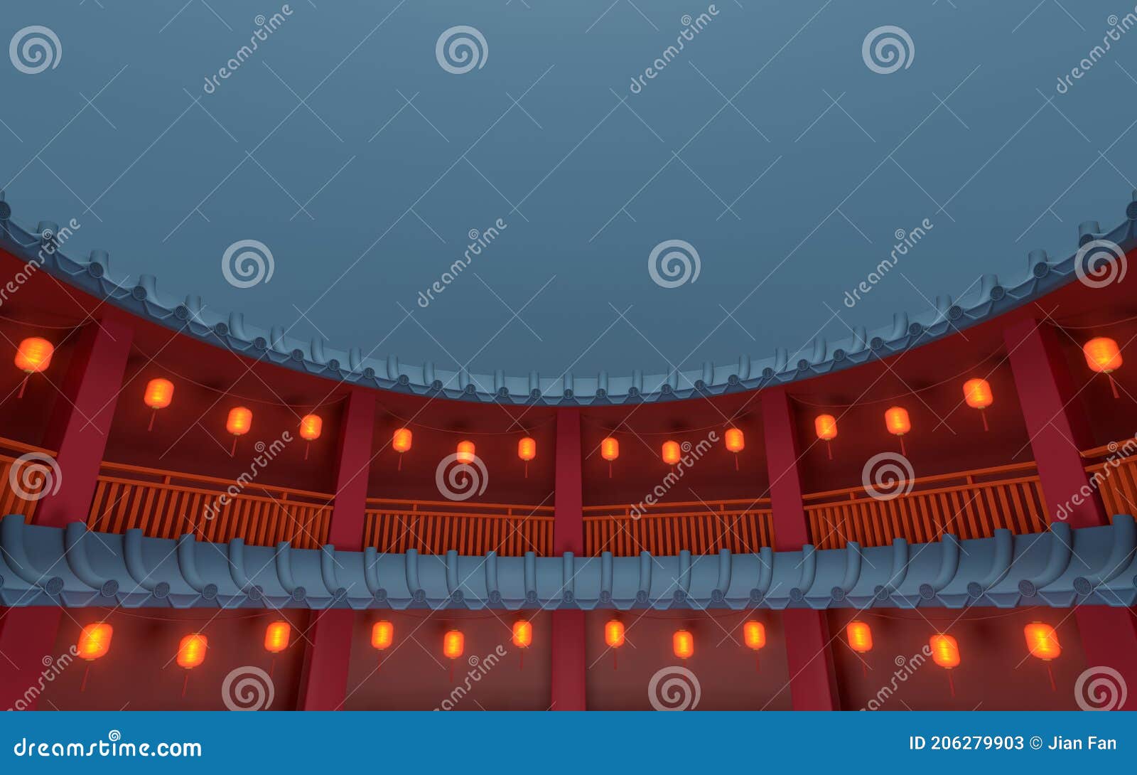 Ancient Round House, Chinese Classical Round House, 3d Rendering Stock ...