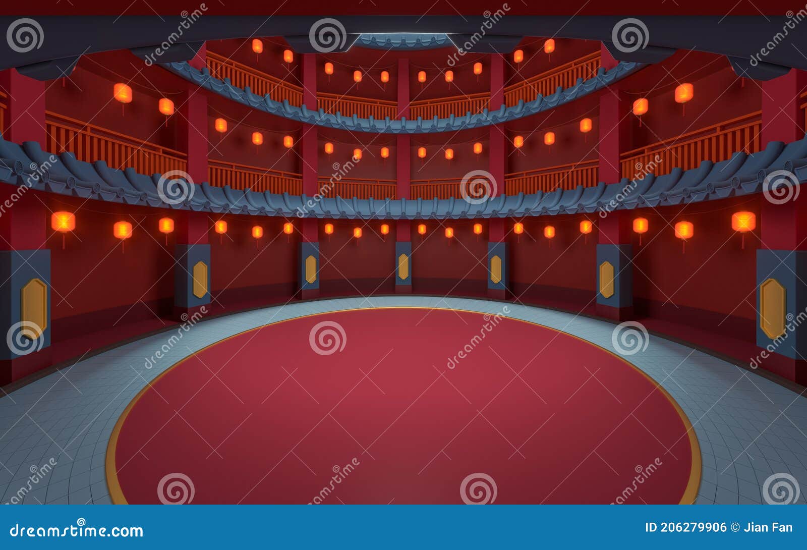 Ancient Round House, Chinese Classical Round House, 3d Rendering Stock ...