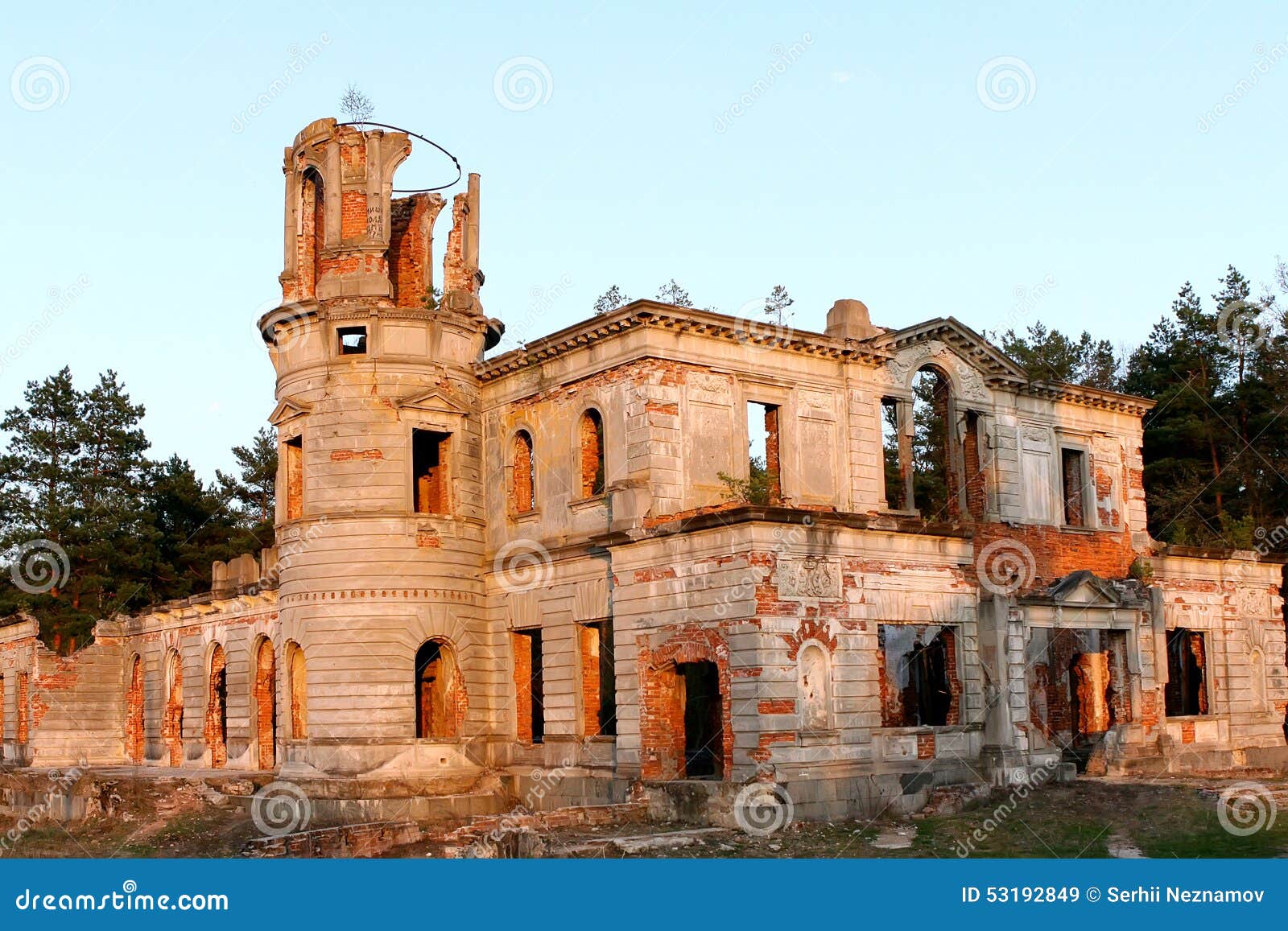 The Ancient Ruined Castle with a Tower Stock Image - Image of stony ...