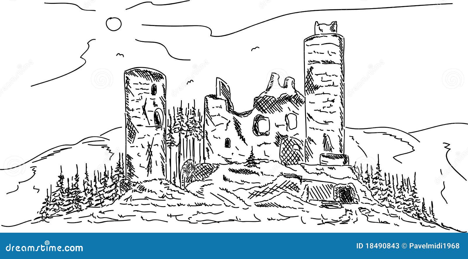 Ancient ruins stock vector. Illustration of white, archeology - 18490843