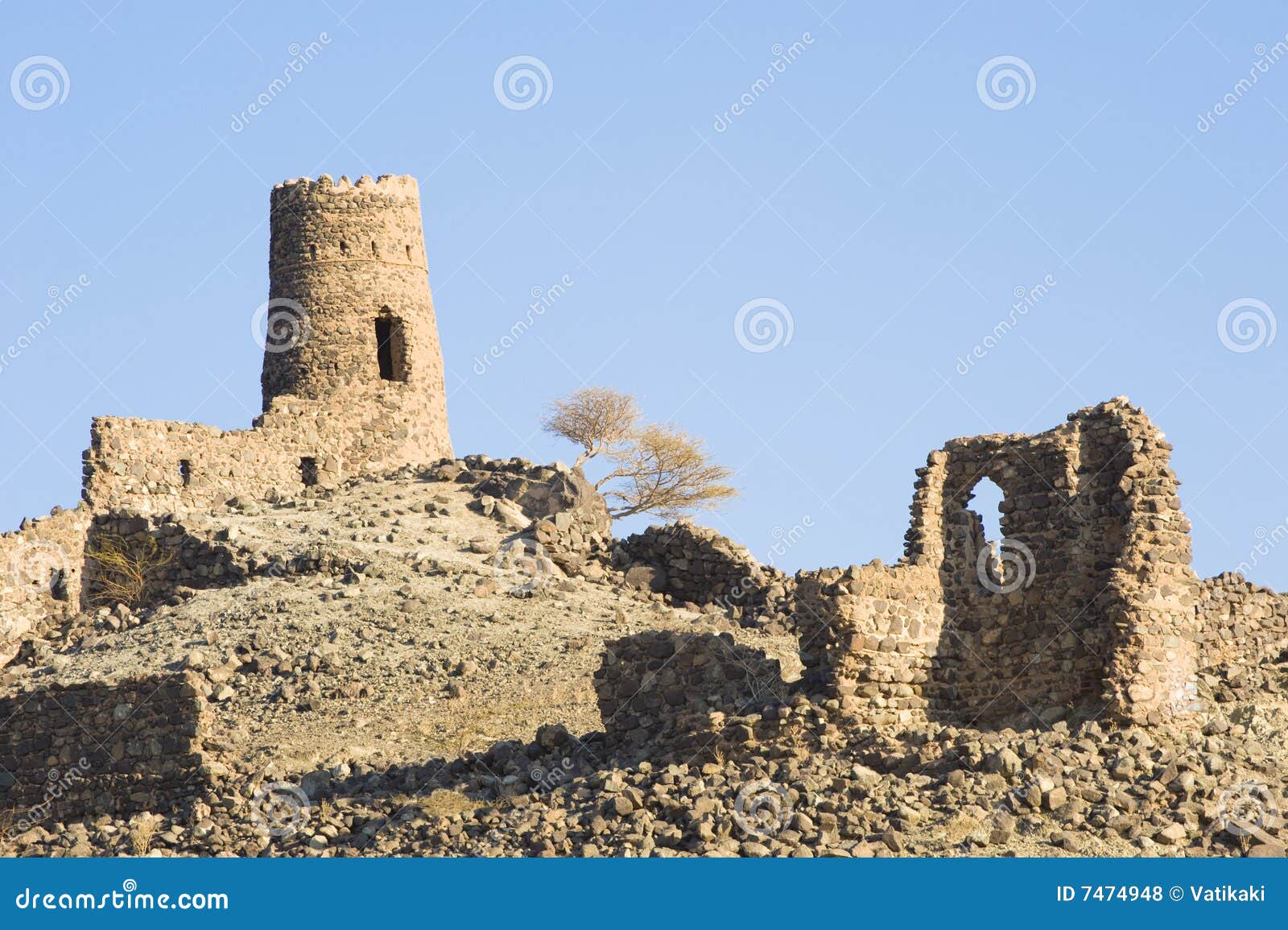 Ancient Ruins at Al Mudayrib in Oman Stock Photo - Image of watchtower ...
