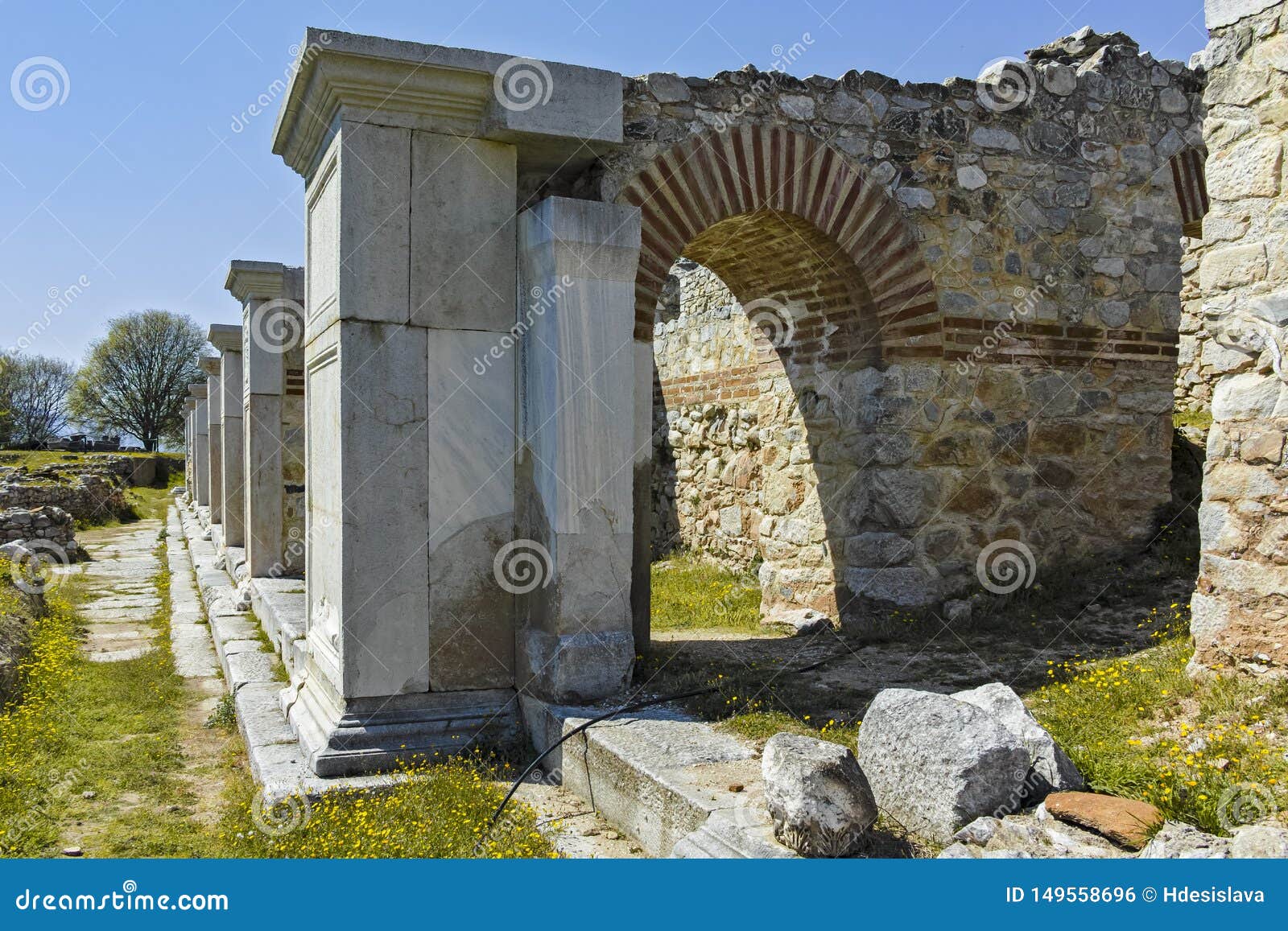 Ancient Ruins at Archaeological Site of Philippi, Greece Stock Photo ...
