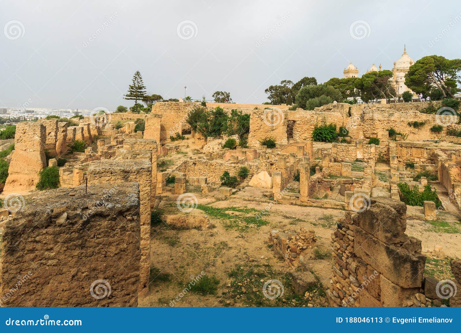 Ancient ruins of Carthage editorial stock photo. Image of hill - 188046113