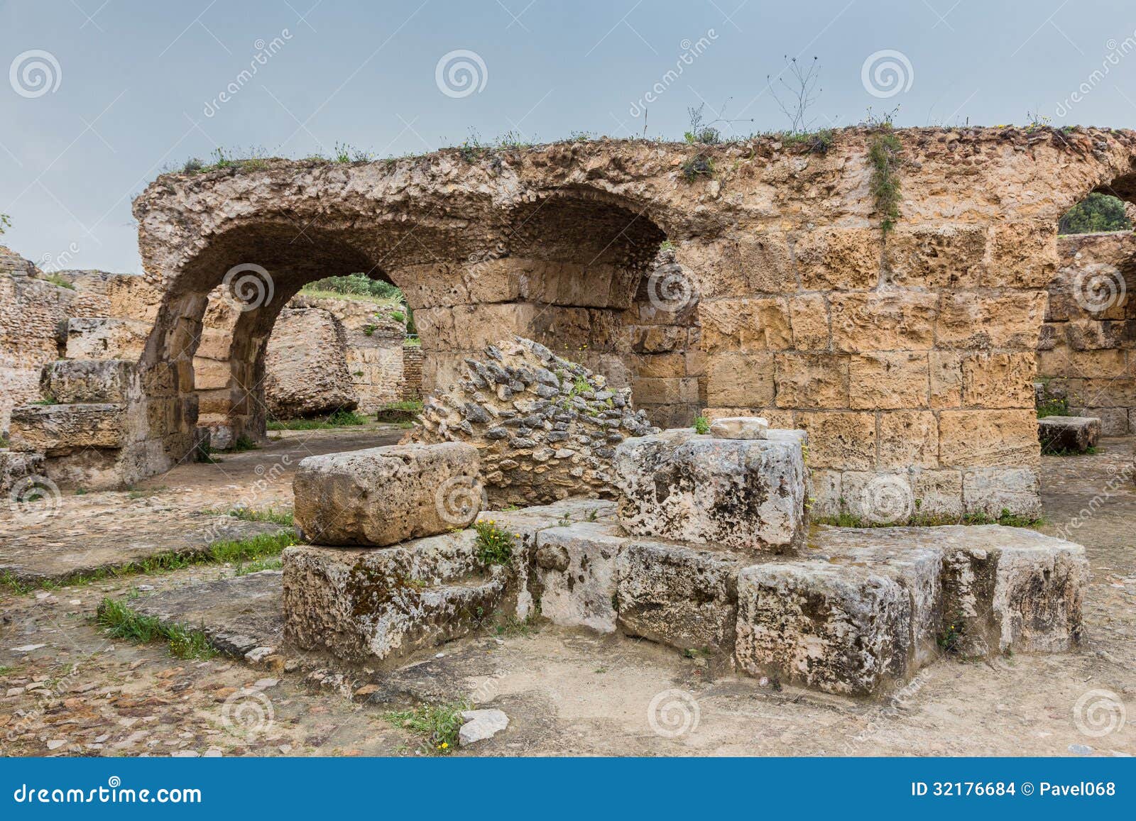 Ancient Ruins of Carthage, Tunisia Stock Photo - Image of landscape ...