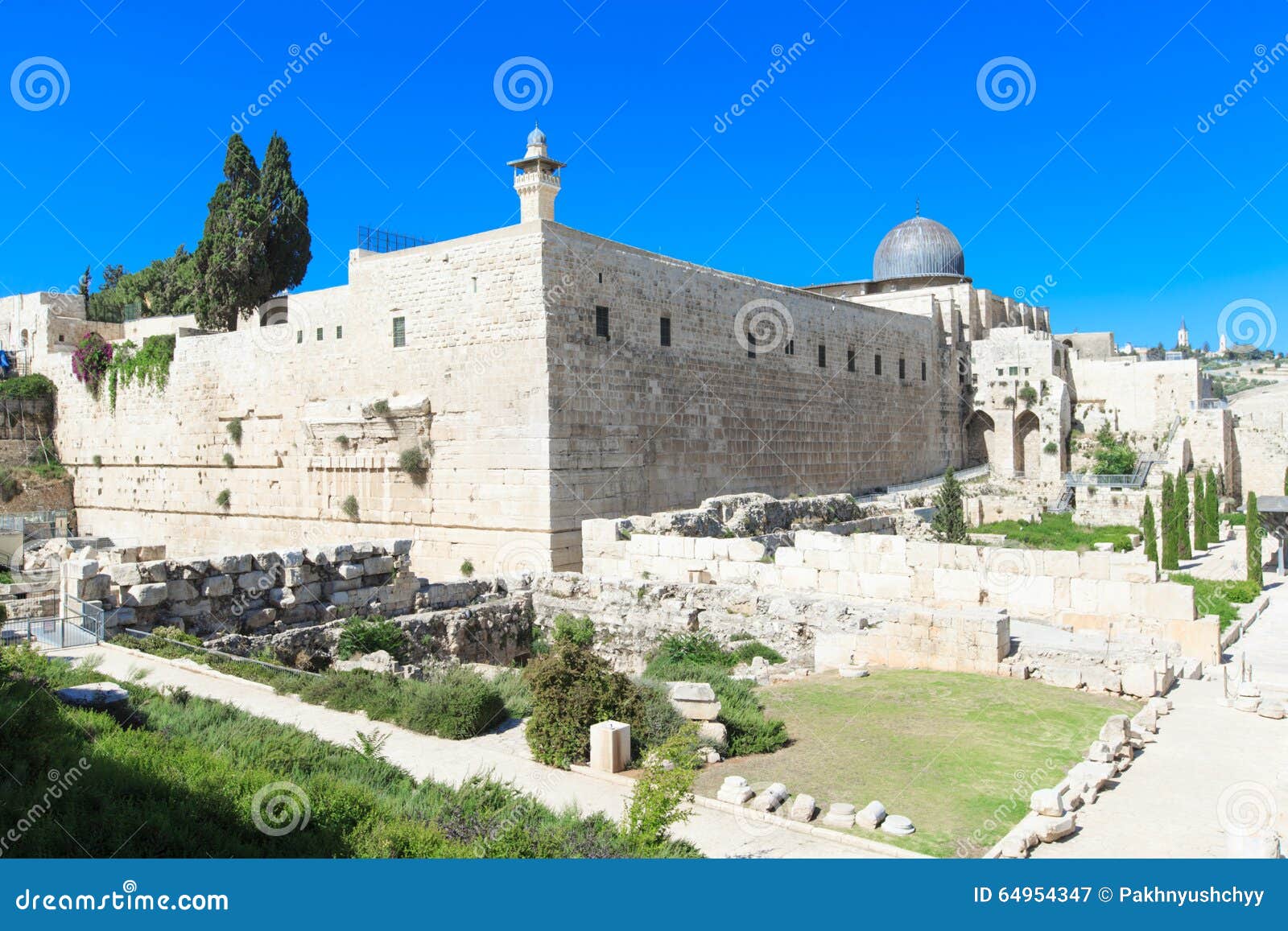 Ancient Ruins in the Center of Jerusalem Stock Image - Image of israel ...