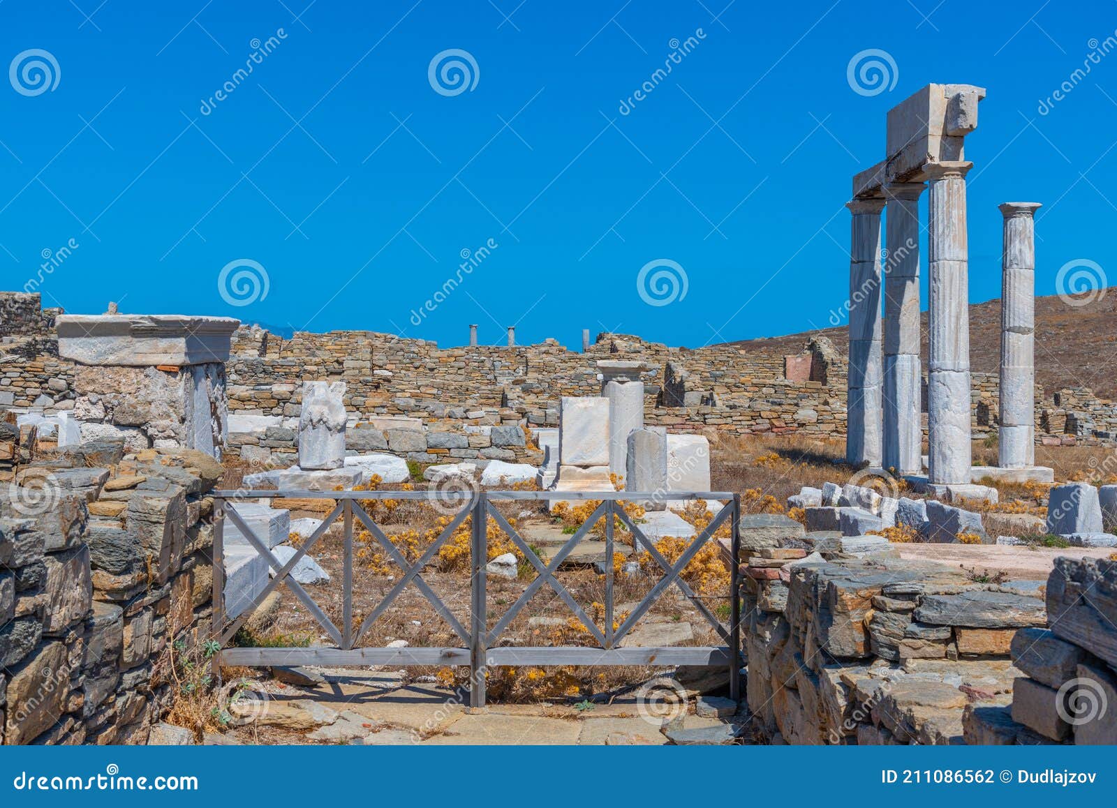 Ancient Ruins at Delos Island in Greece Stock Photo - Image of city ...