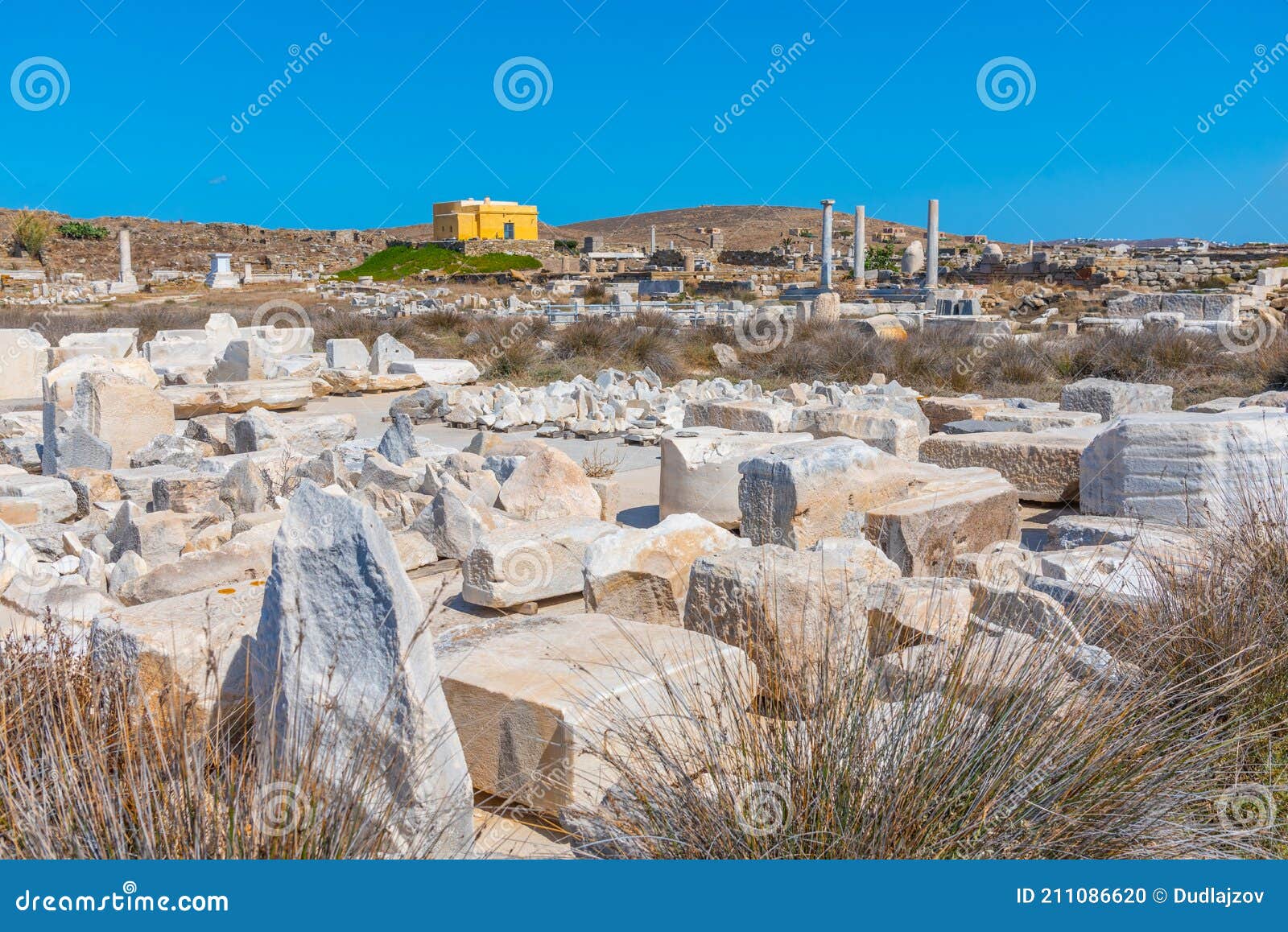 Ancient Ruins at Delos Island in Greece Stock Photo - Image of marble ...