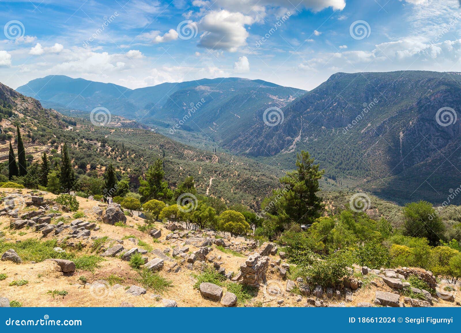 Ancient ruins in Delphi stock photo. Image of mountain - 186612024