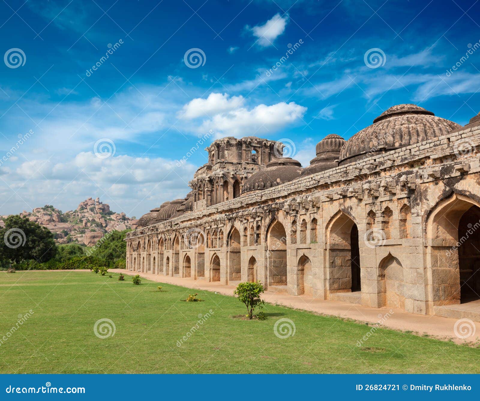 Elephant Stables. Eleven Domed Chambers For The Royal Elephants. Hampi ...