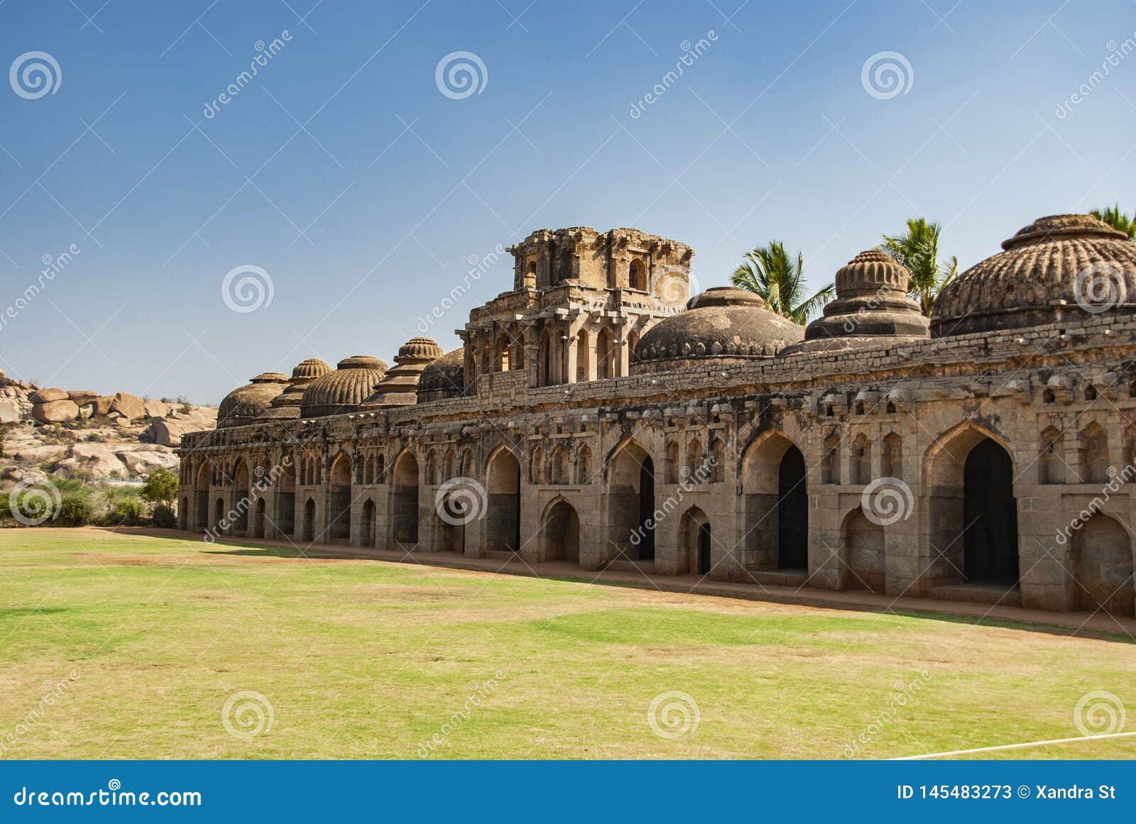 Ancient Ruins of Elephant Stables. Hampi in India. Stock Image - Image ...