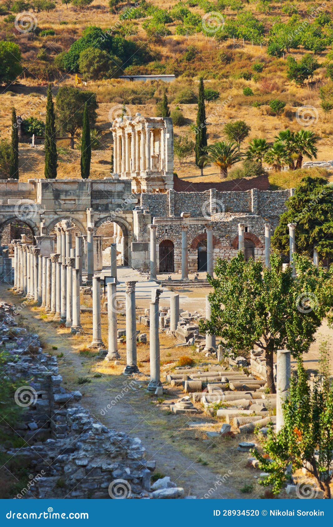 Ancient Ruins in Ephesus Turkey Stock Photo - Image of celsus, columns ...