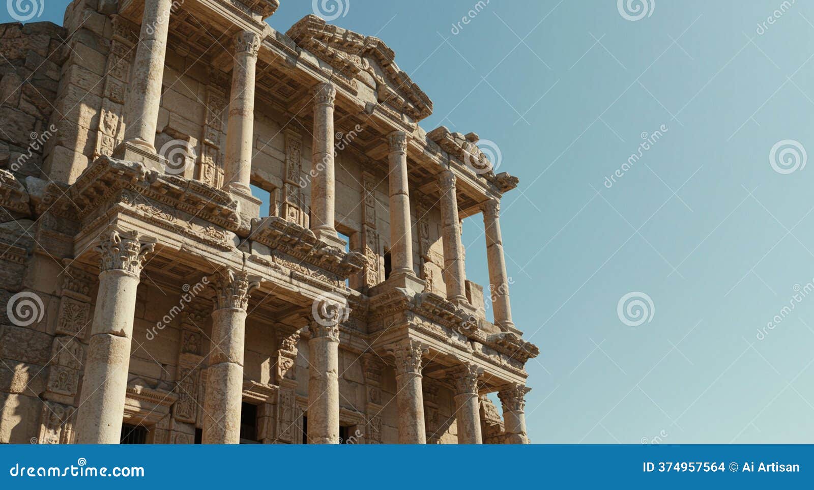 Ancient Ruins Featuring The Library Of Celsus In Ephesus, Turkey. The ...