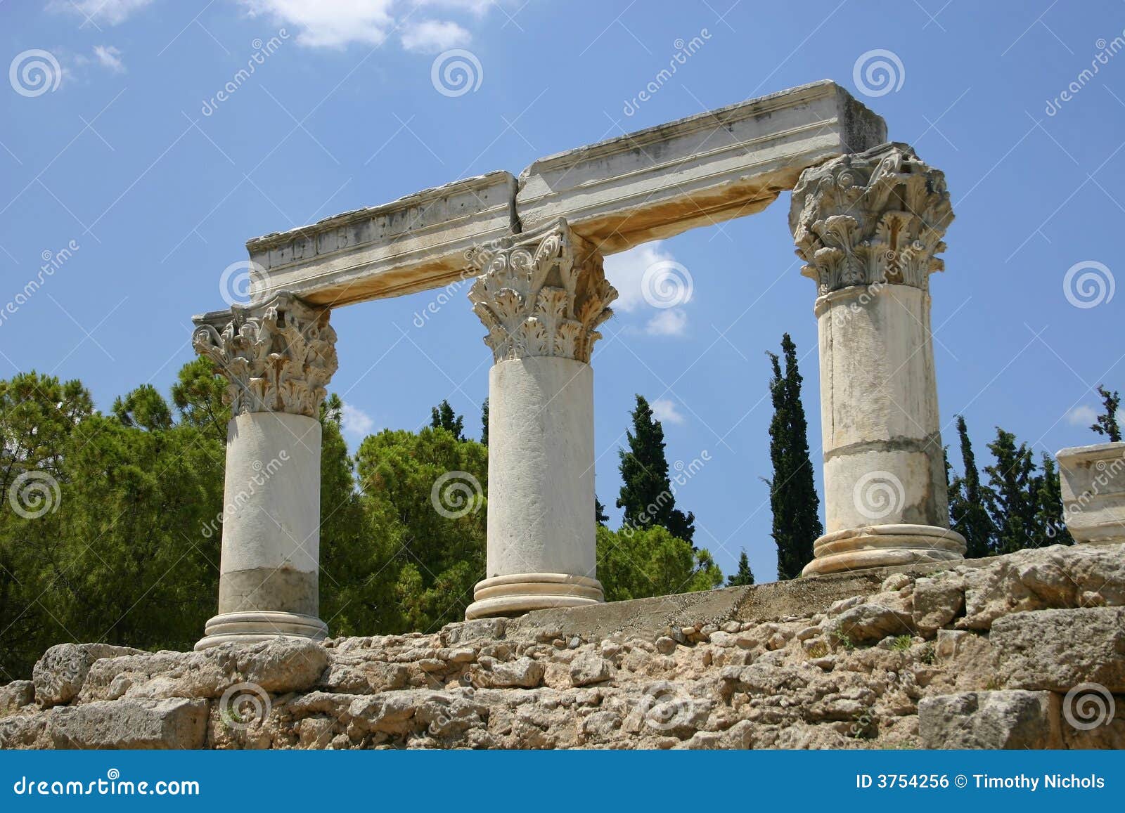 Ancient Ruins in Greece stock photo. Image of blue, marble - 3754256